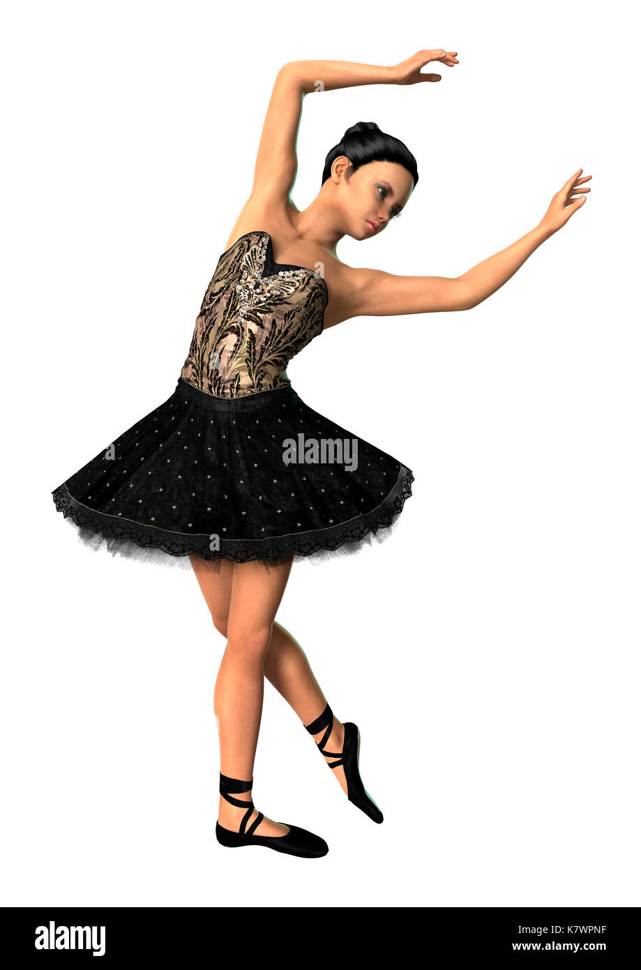 3D rendering of a female ballet dancer isolated on white background ...