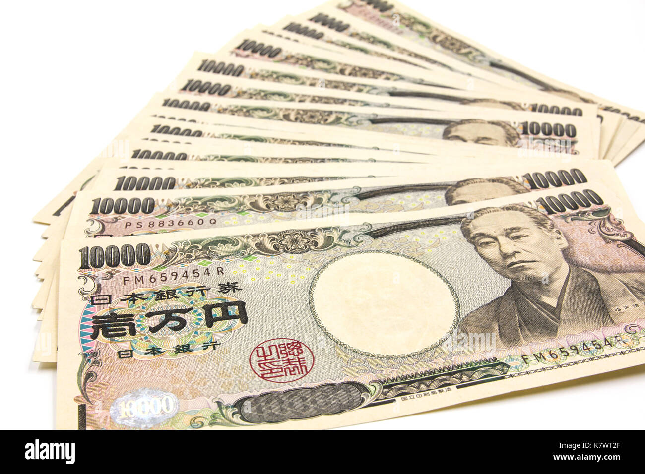 Ten thousands japanese yen bills Stock Photo - Alamy