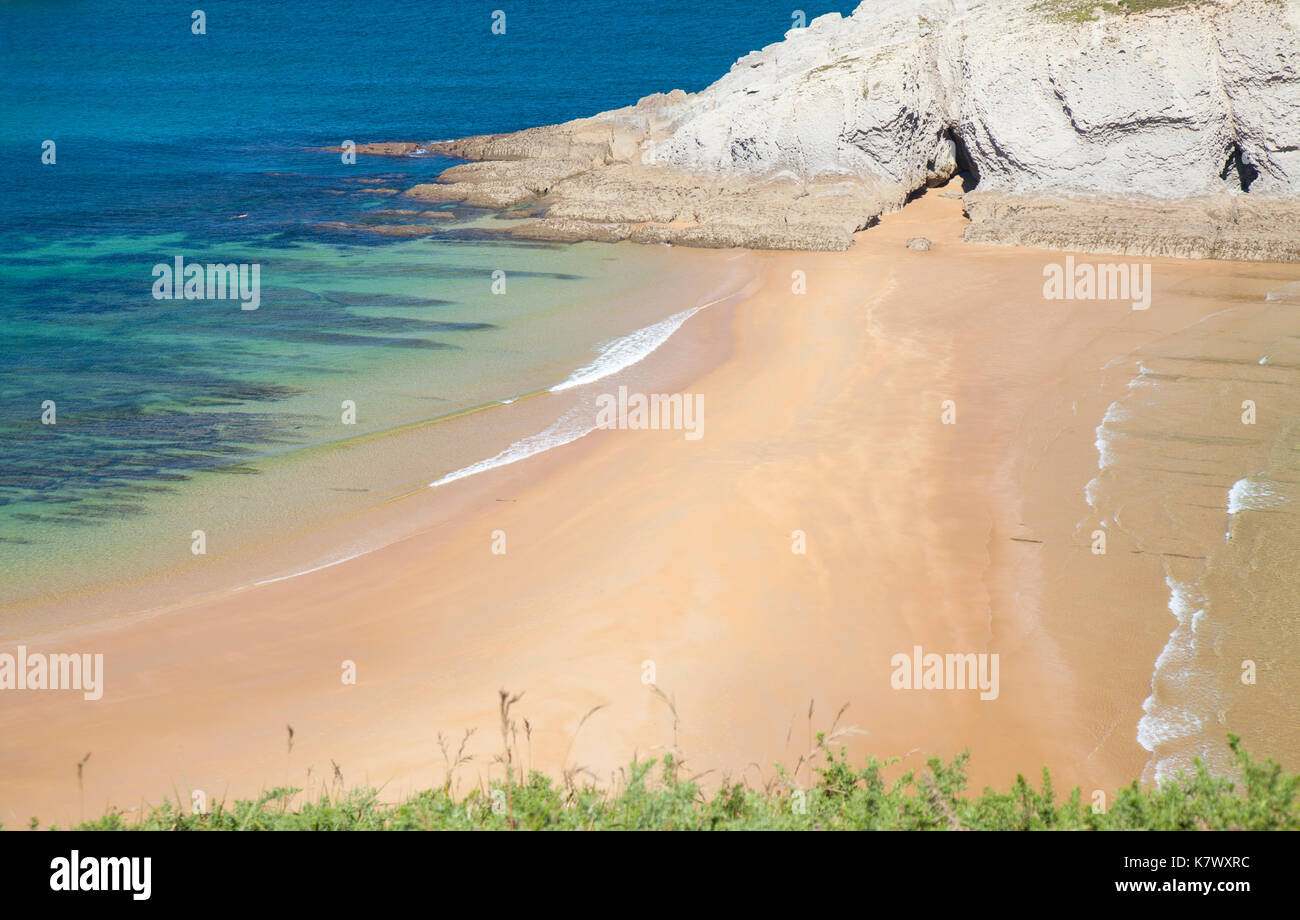 Cantabria, Costa Quebrada, spectacular beach Playa de Covachos ...