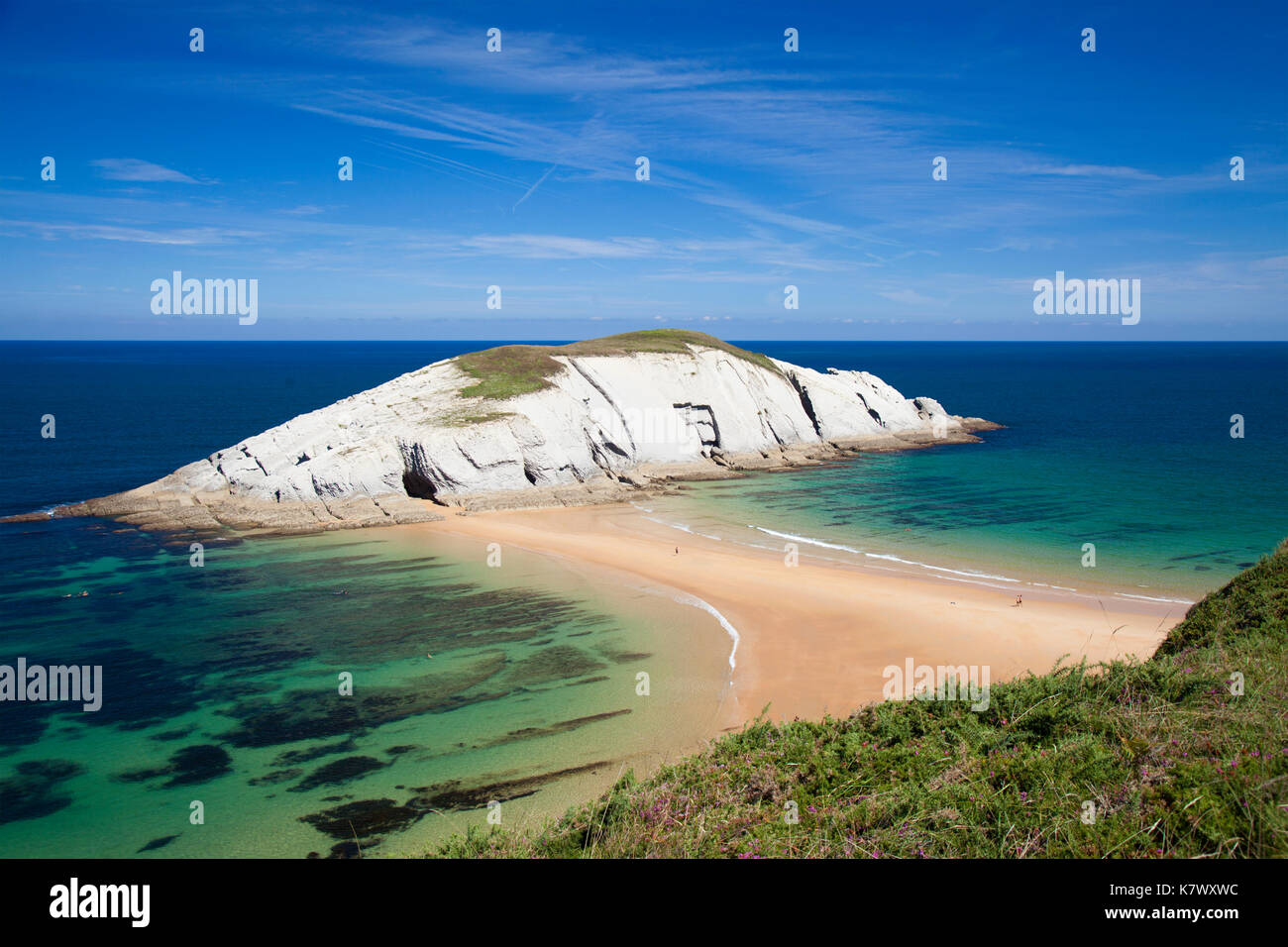 Cantabria, Costa Quebrada, spectacular beach Playa de Covachos ...