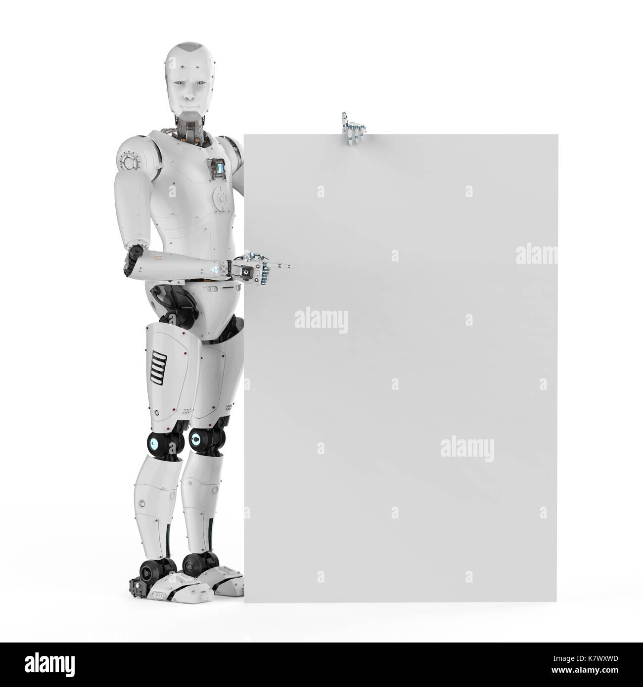 3d rendering humanoid robot with white blank paper Stock Photo - Alamy