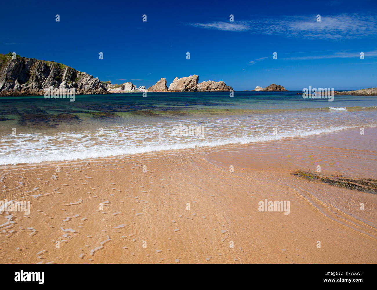 Cantabria, Costa Quebrada, spectacular beach Playa de Covachos ...