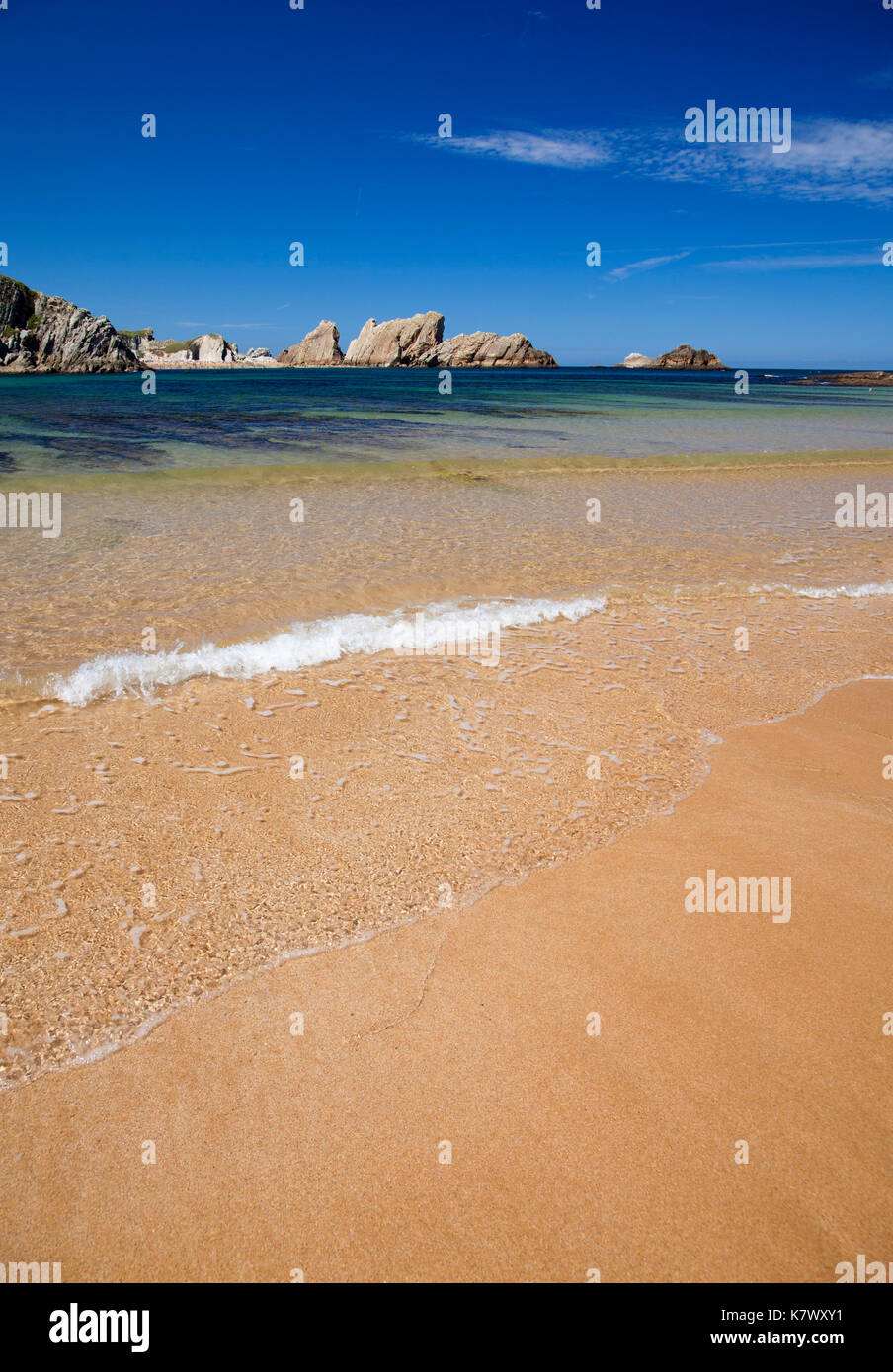 Cantabria, Costa Quebrada, spectacular beach Playa de Covachos ...