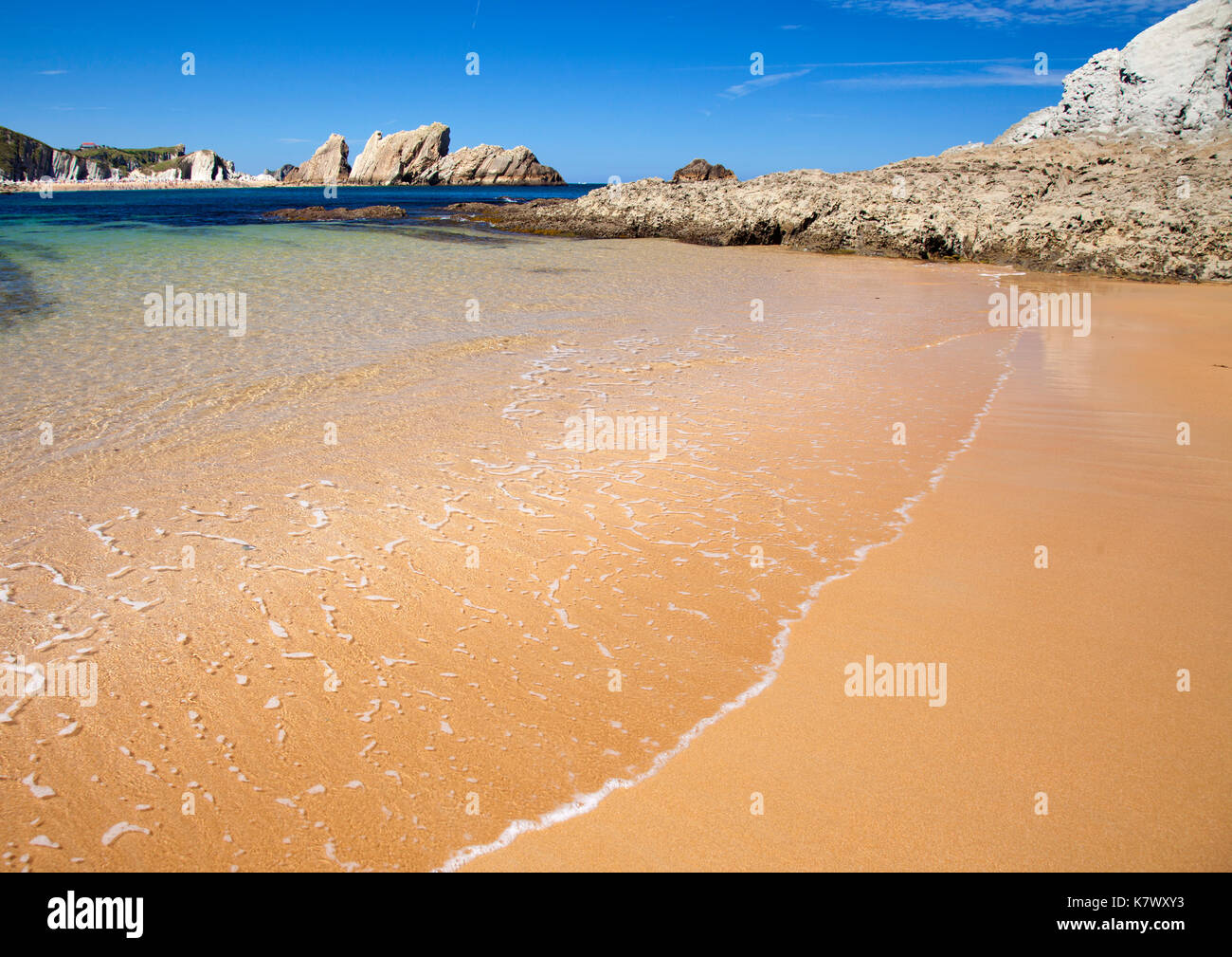 Cantabria, Costa Quebrada, spectacular beach Playa de Covachos ...