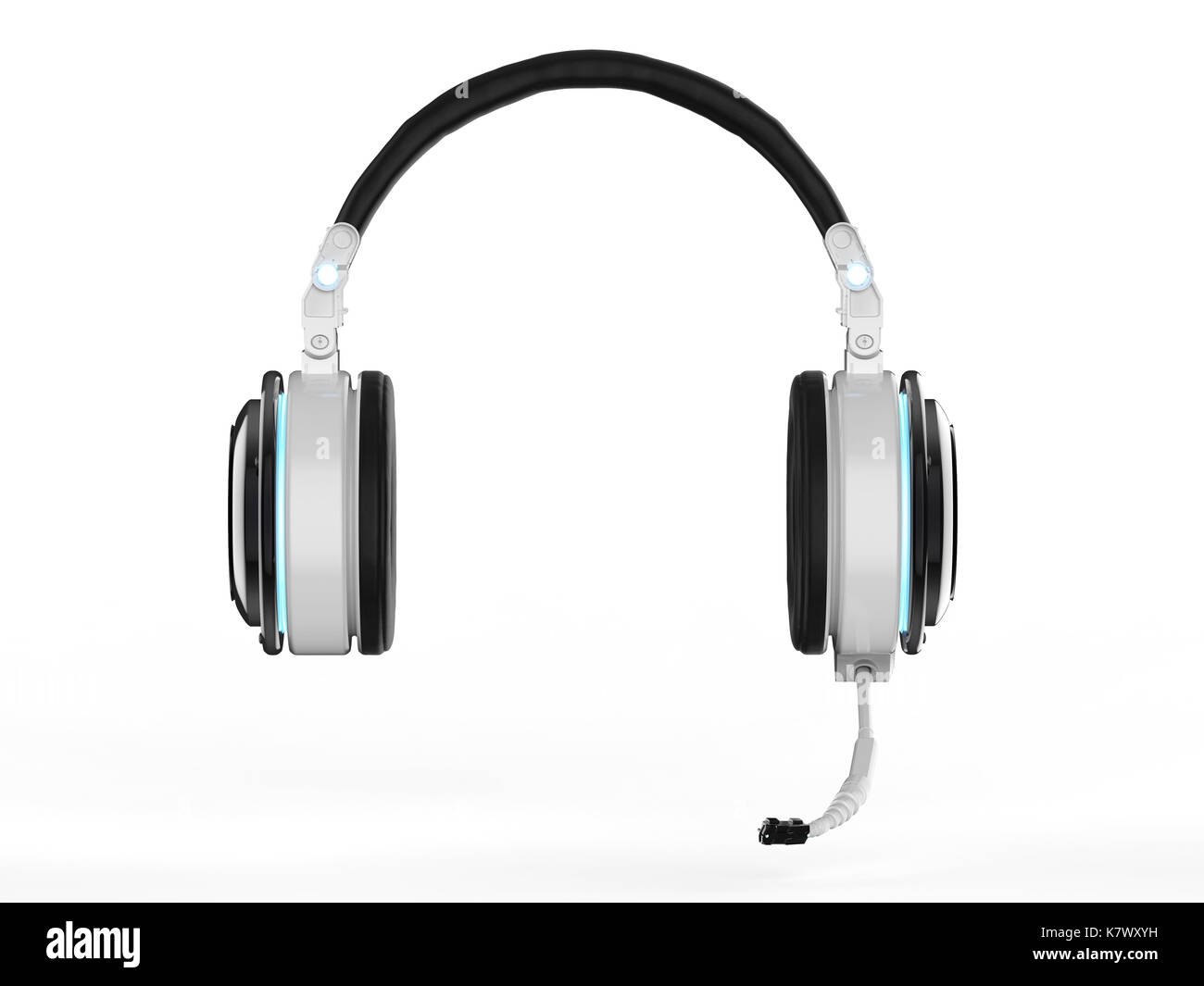 3d rendering headset or headphones with microphone on white background ...