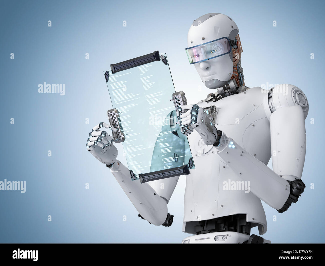 3d rendering humanoid robot working with digital tablet Stock Photo - Alamy