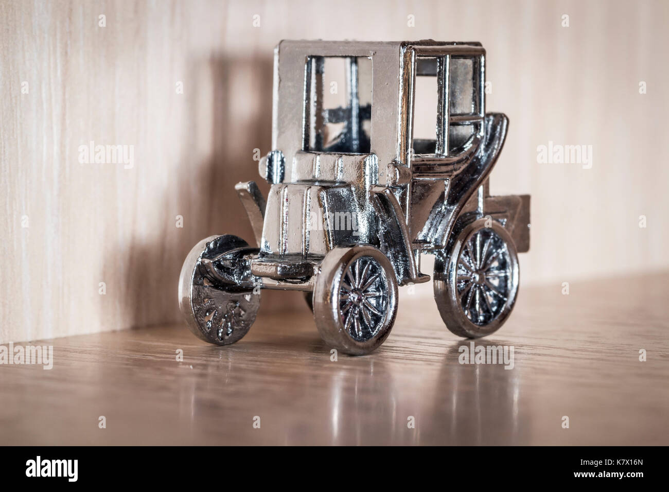Metal chrome model vintage car closeup Stock Photo - Alamy