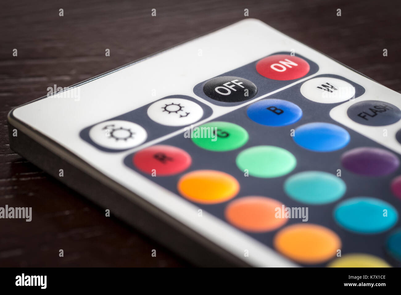Remote control color LED lighting closeup Stock Photo - Alamy