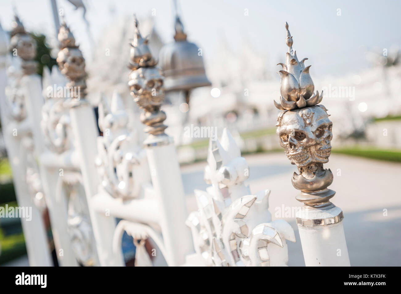 Skull post decoration at Wat Rong Khun, The White Temple, Chiang Rai ...
