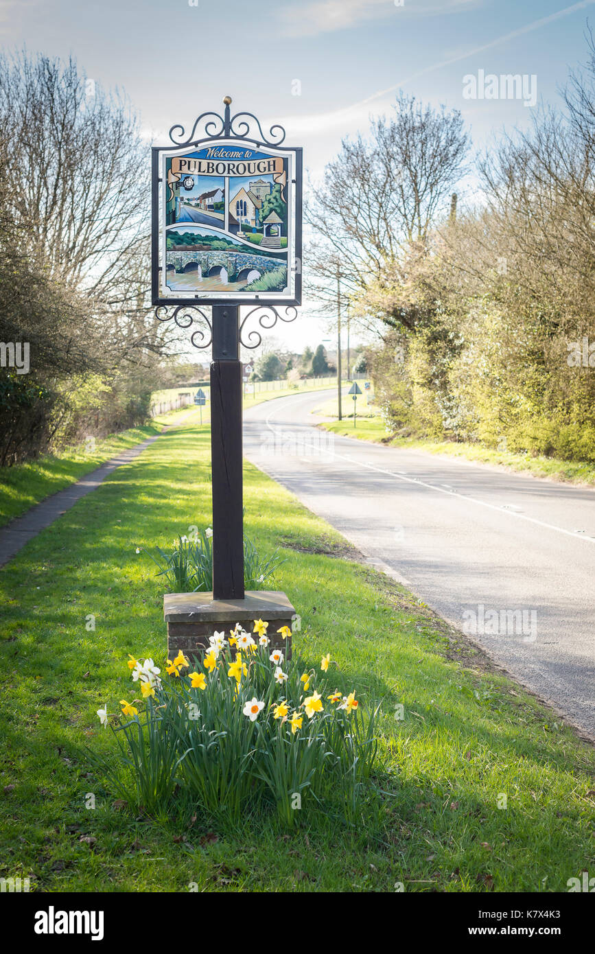 Pulborough Ornamental Village Sign, West Sussex, England Stock Photo ...