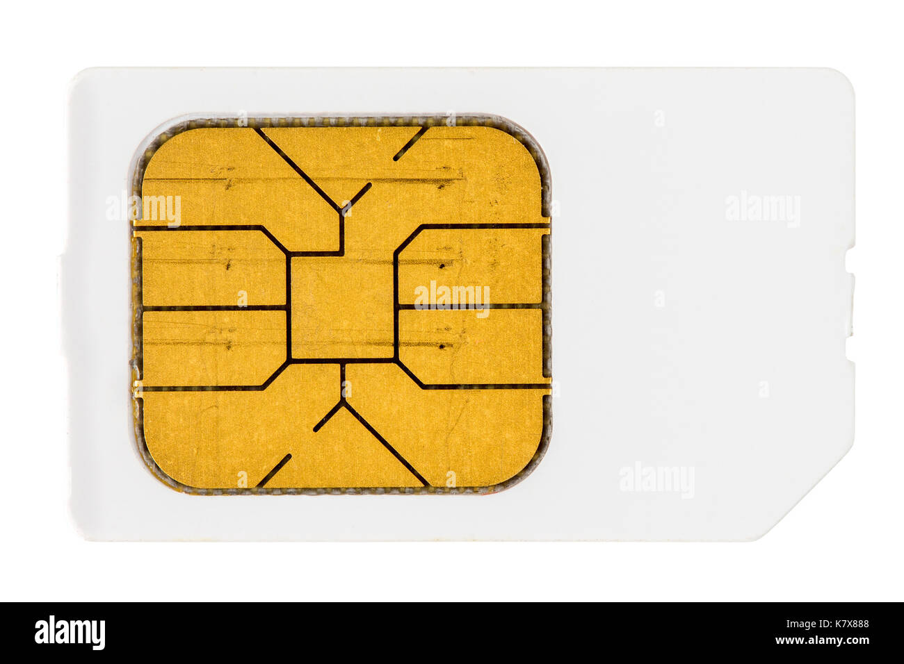 Used mobile phone sim card, isolated on white background Stock Photo ...