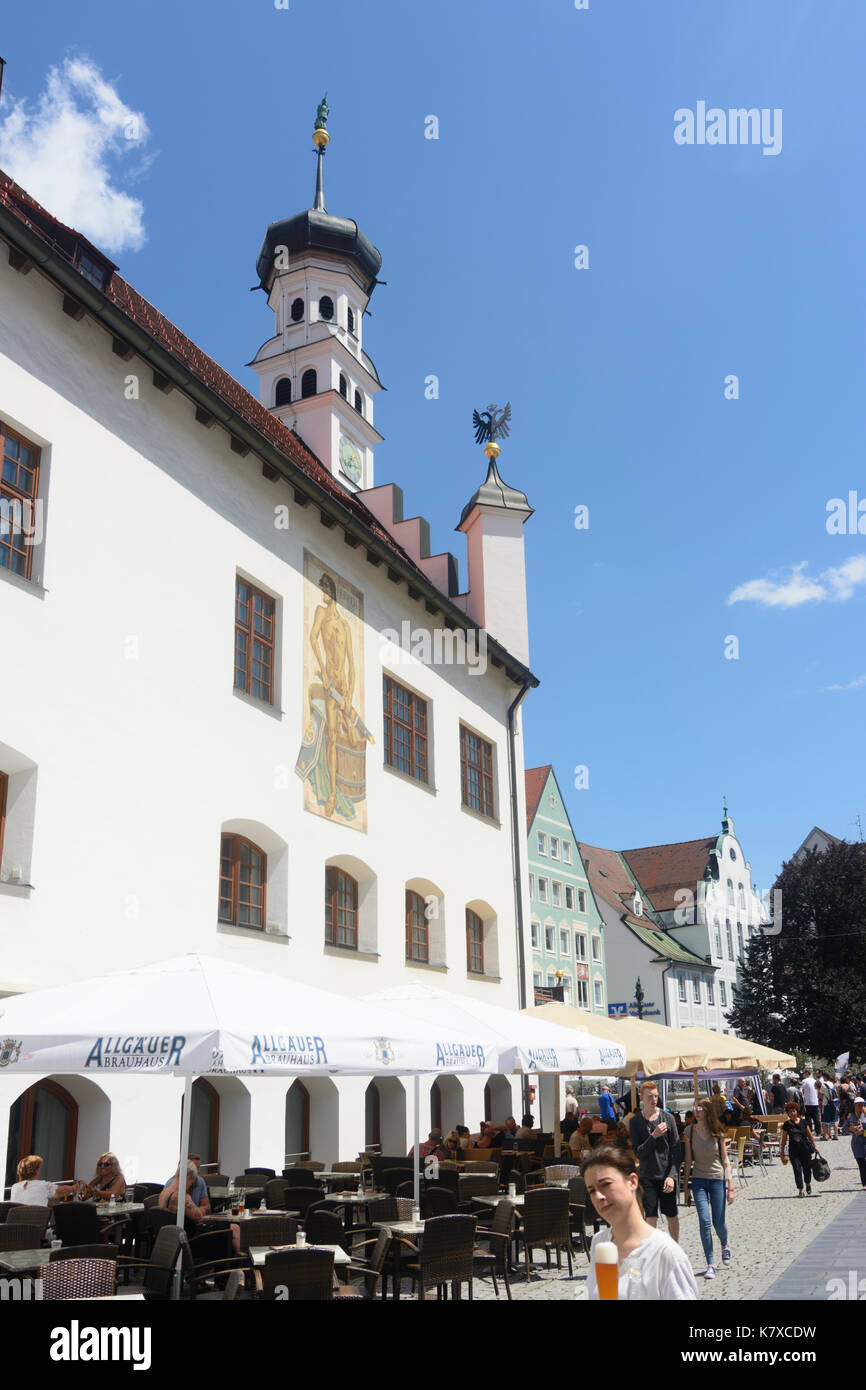 square Rathausplatz, Rathaus (Town Hall), Kempten (Allgäu), Schwaben ...