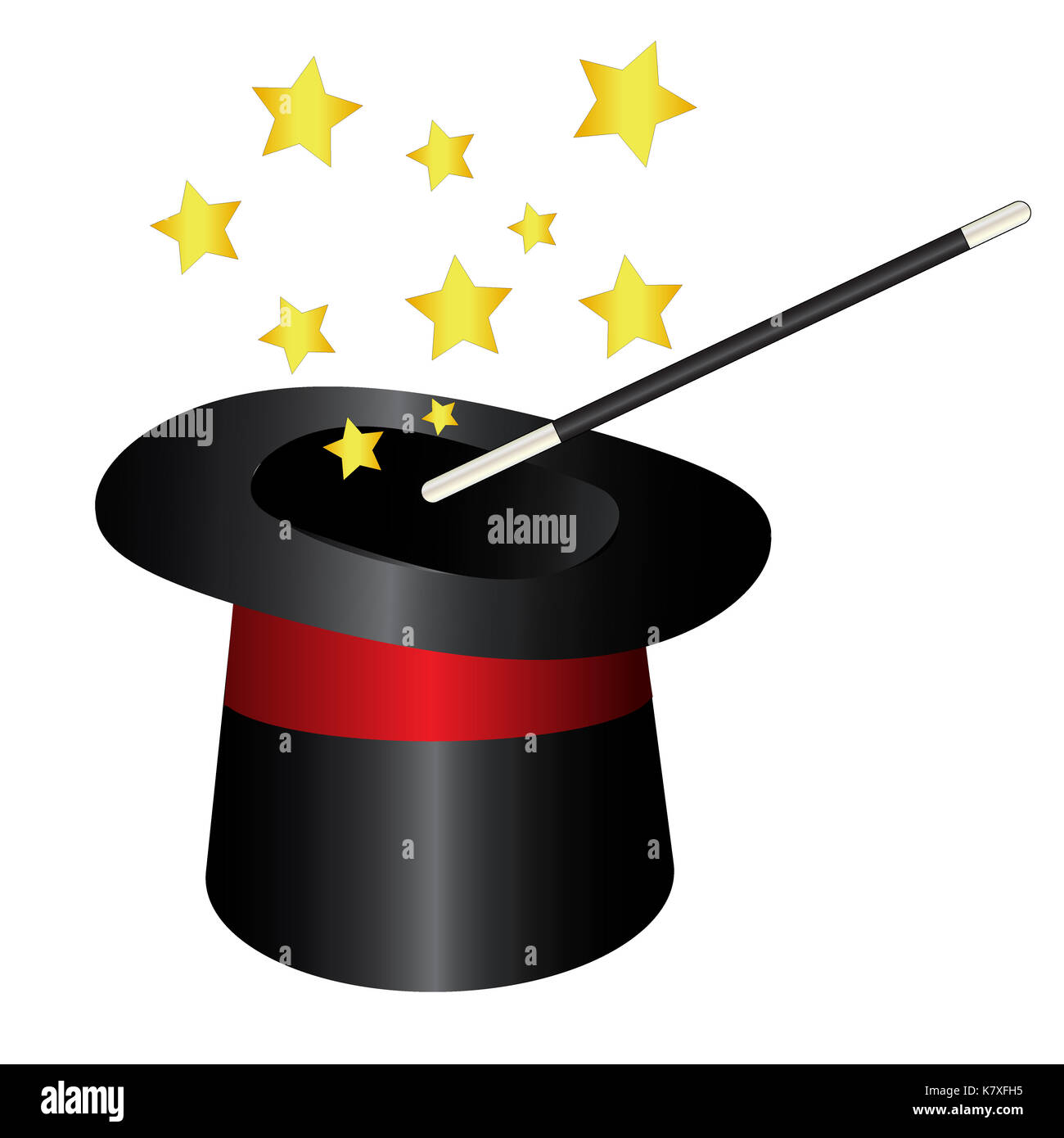 Vector magic hat cylinder with wand Stock Photo - Alamy