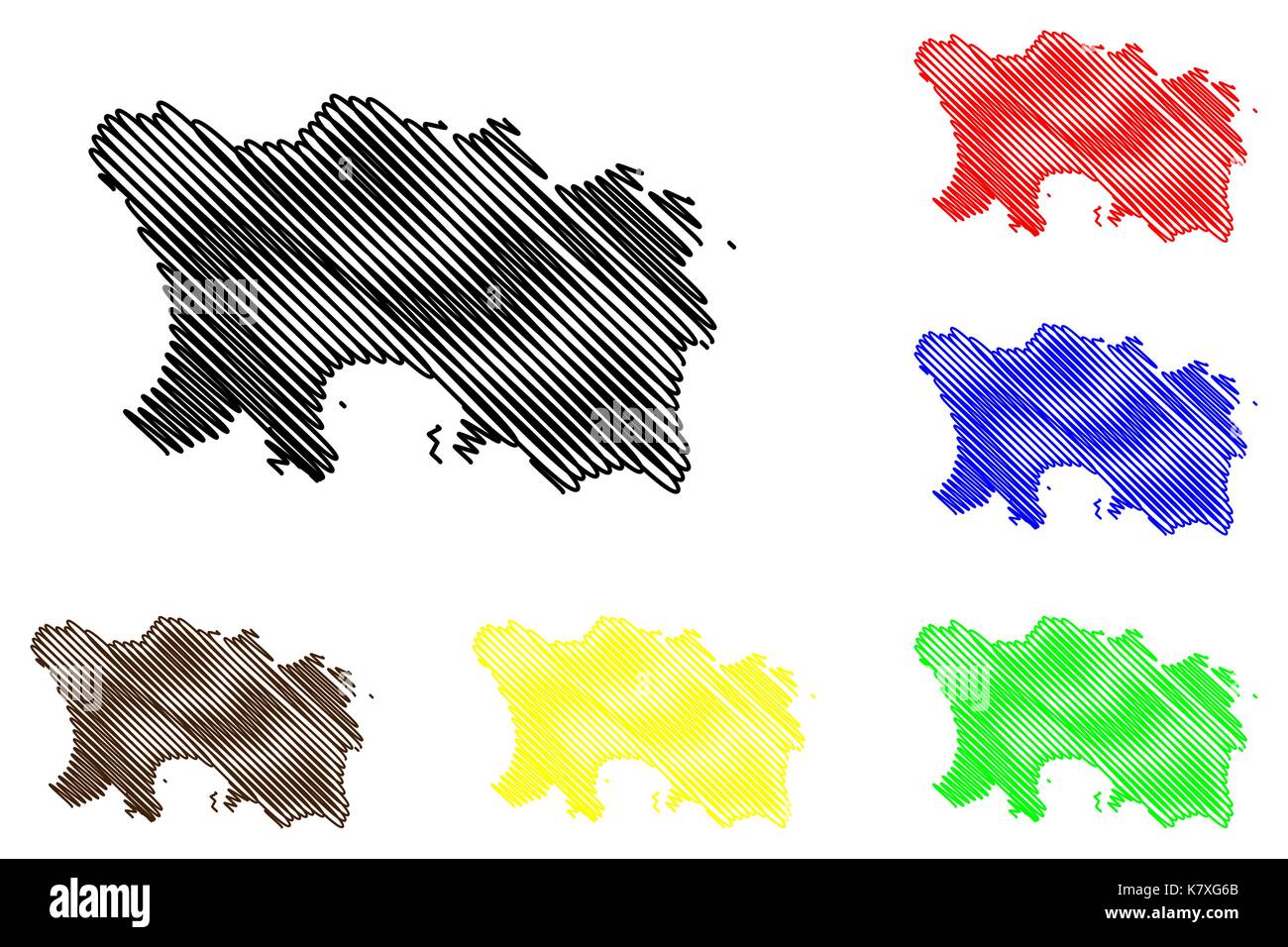 Jersey island map vector illustration, scribble sketch Jersey Stock ...