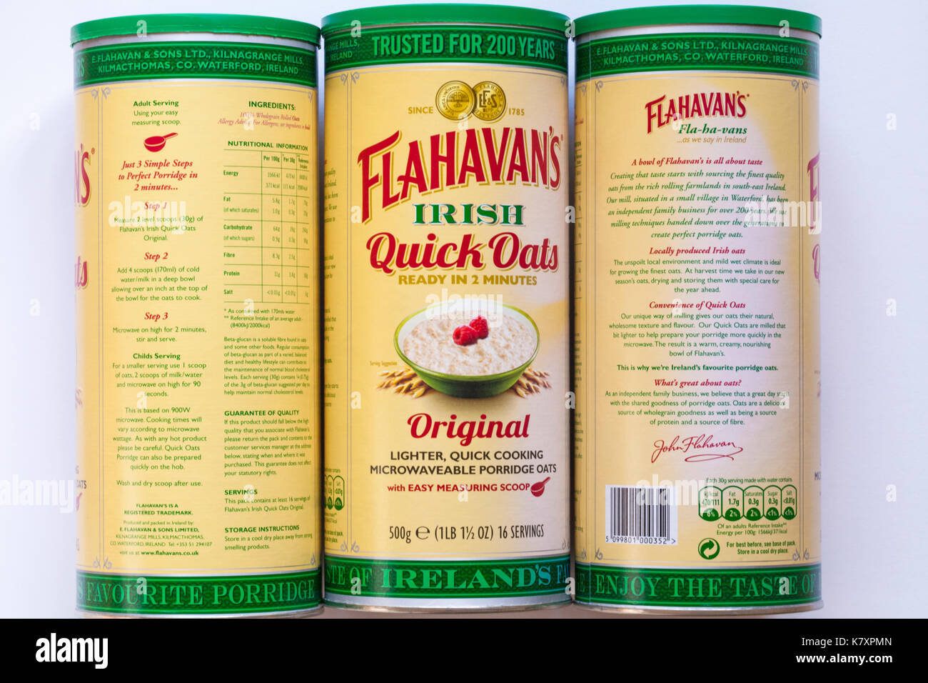 Tubs of Flahavans Irish Quick Oats Original lighter quick cooking ...