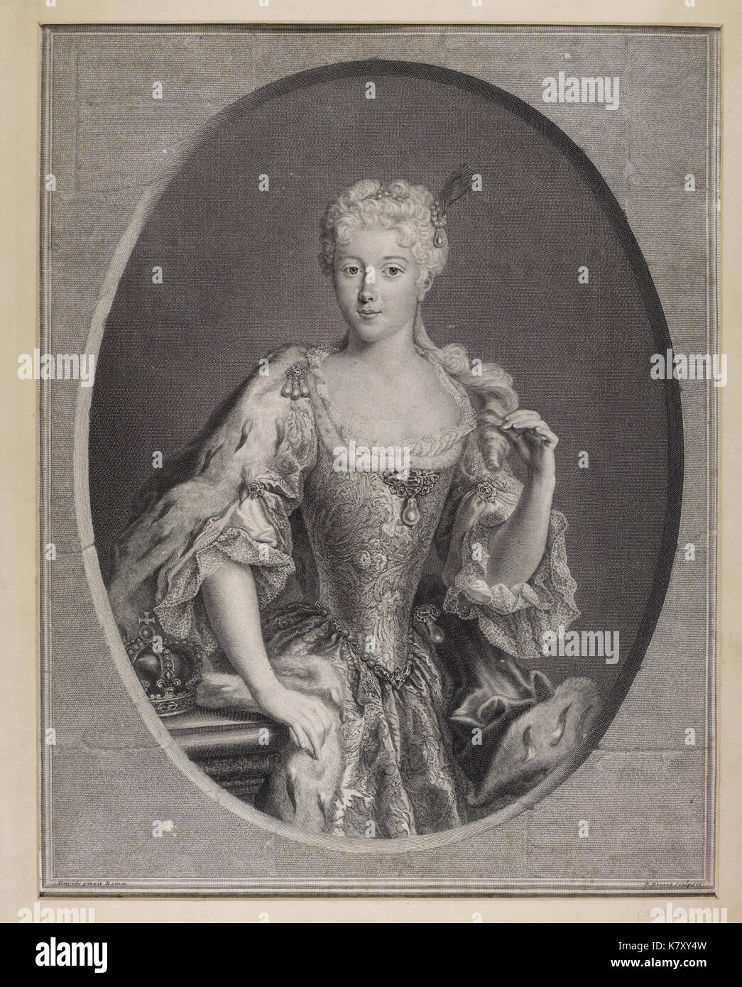 Jacobite broadside Portrait of Maria Clementina as young woman Stock ...