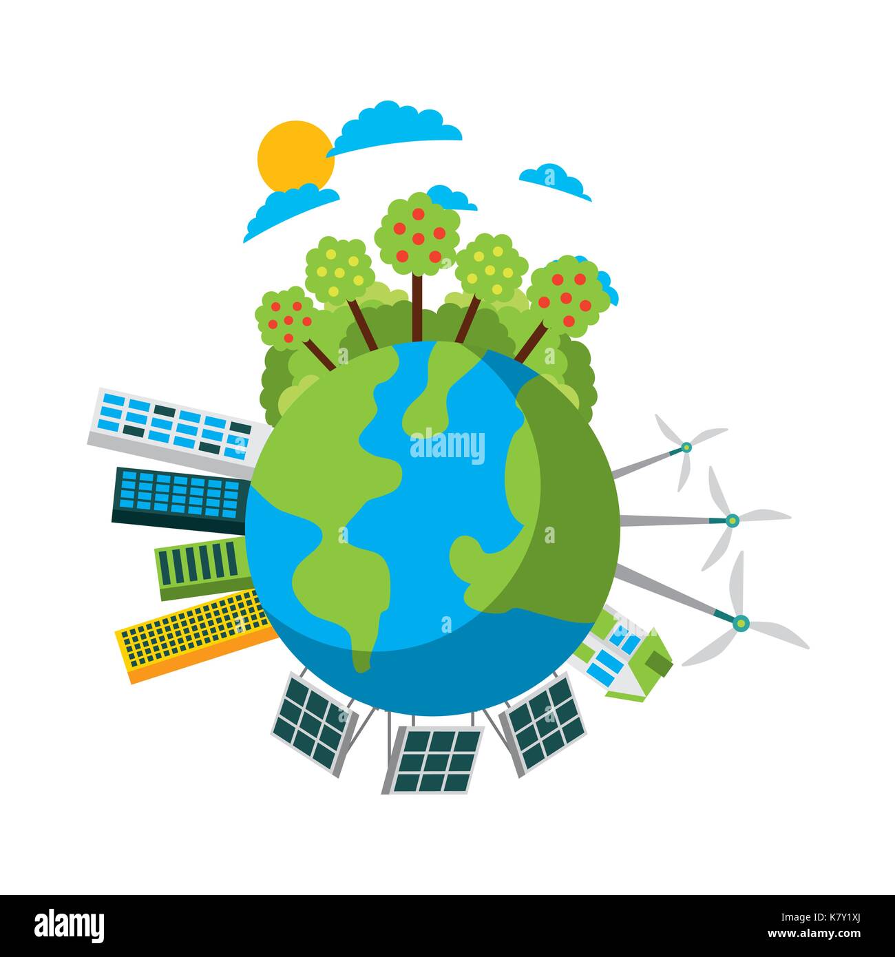 planet earth ecology and environment flat Stock Vector Image & Art - Alamy