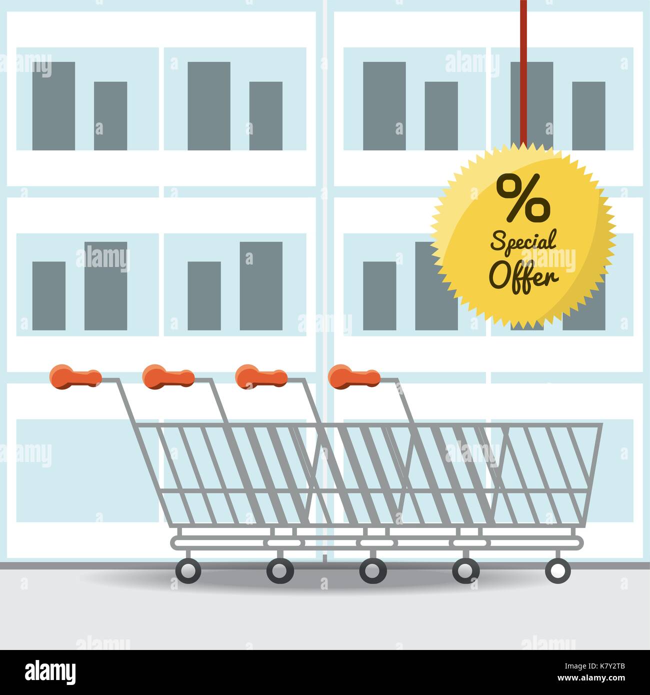 shopping carts and special offer seal stamp icon colorful design vector ...