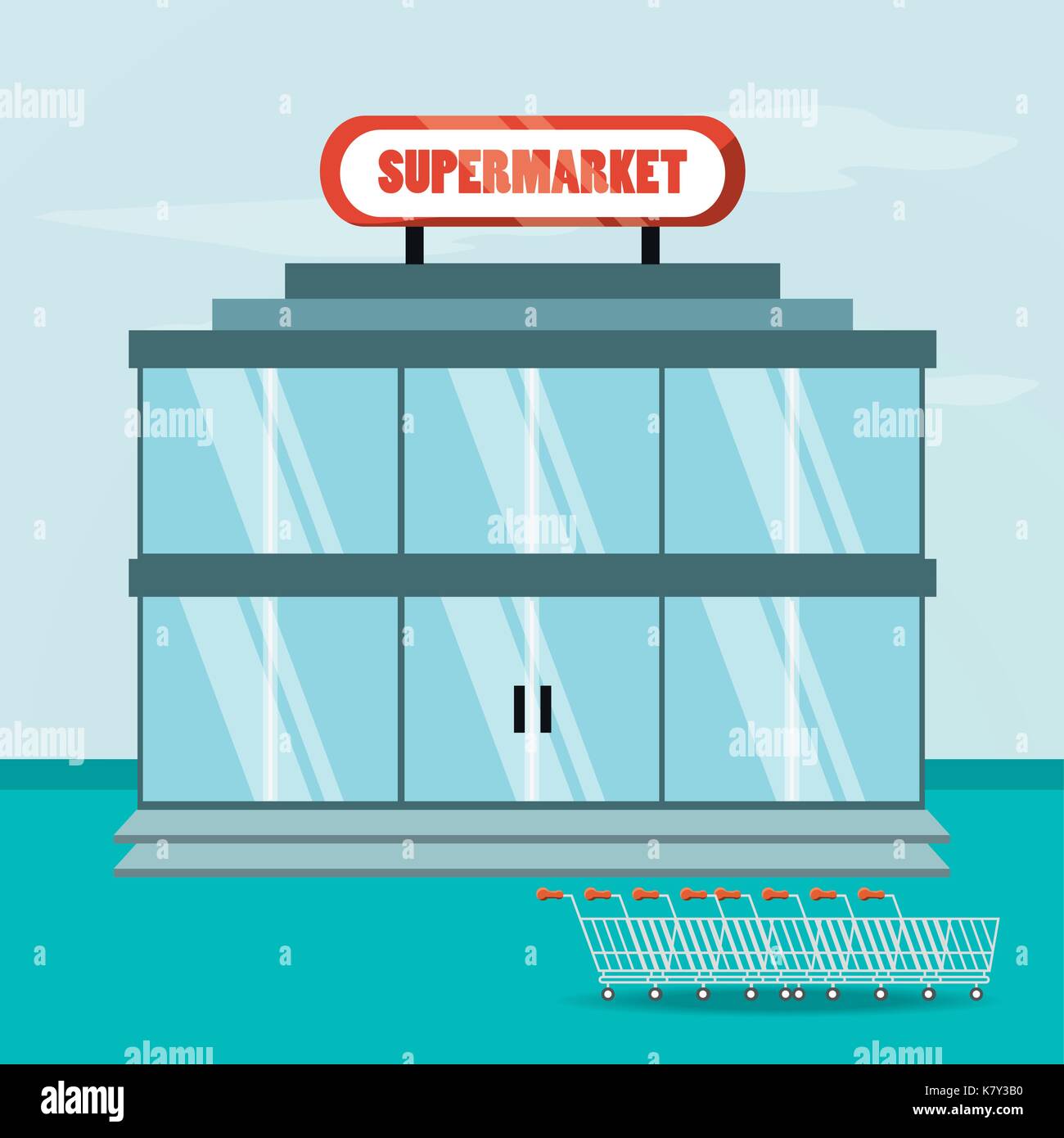 supermarket icon over blue background colorful design vector ...