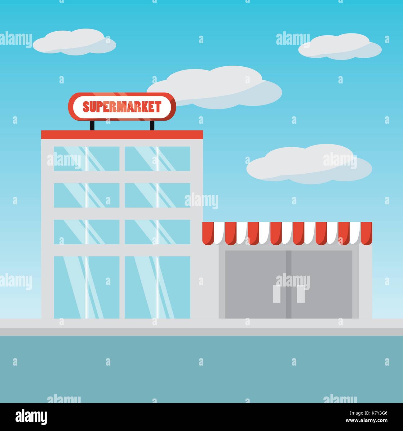 supermarket icon over blue background colorful design vector ...