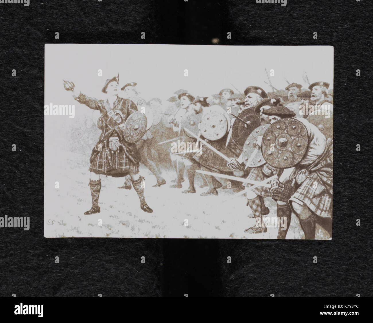 This Jacobite broadside reproduction features a dramatic scene from the ...