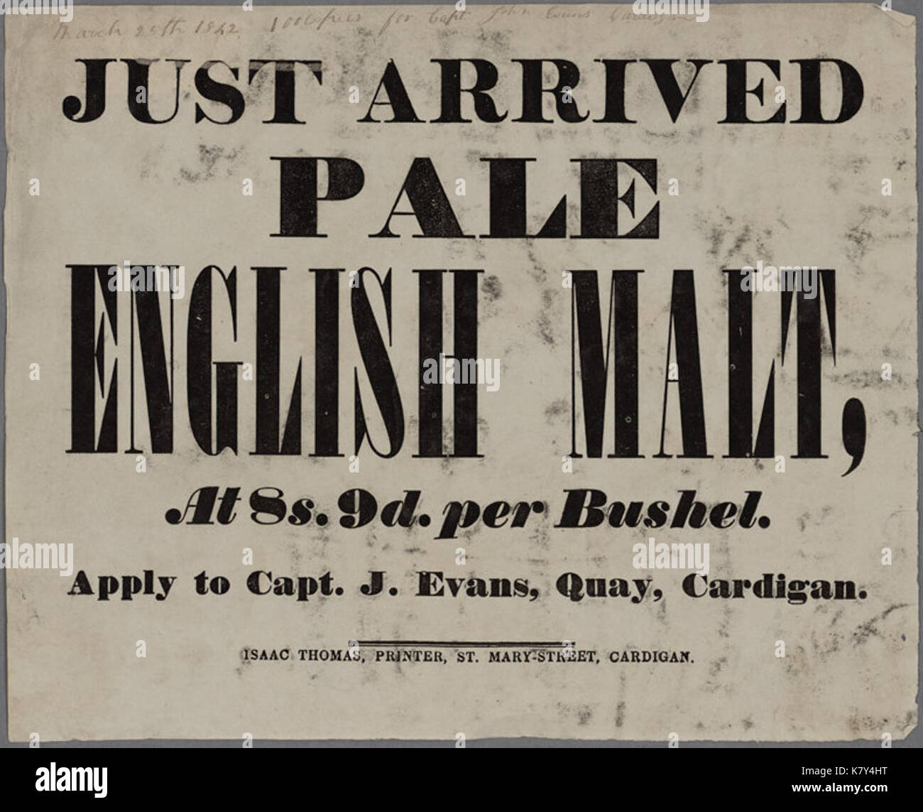Just Arrived Pale English malt 1842 Stock Photo - Alamy