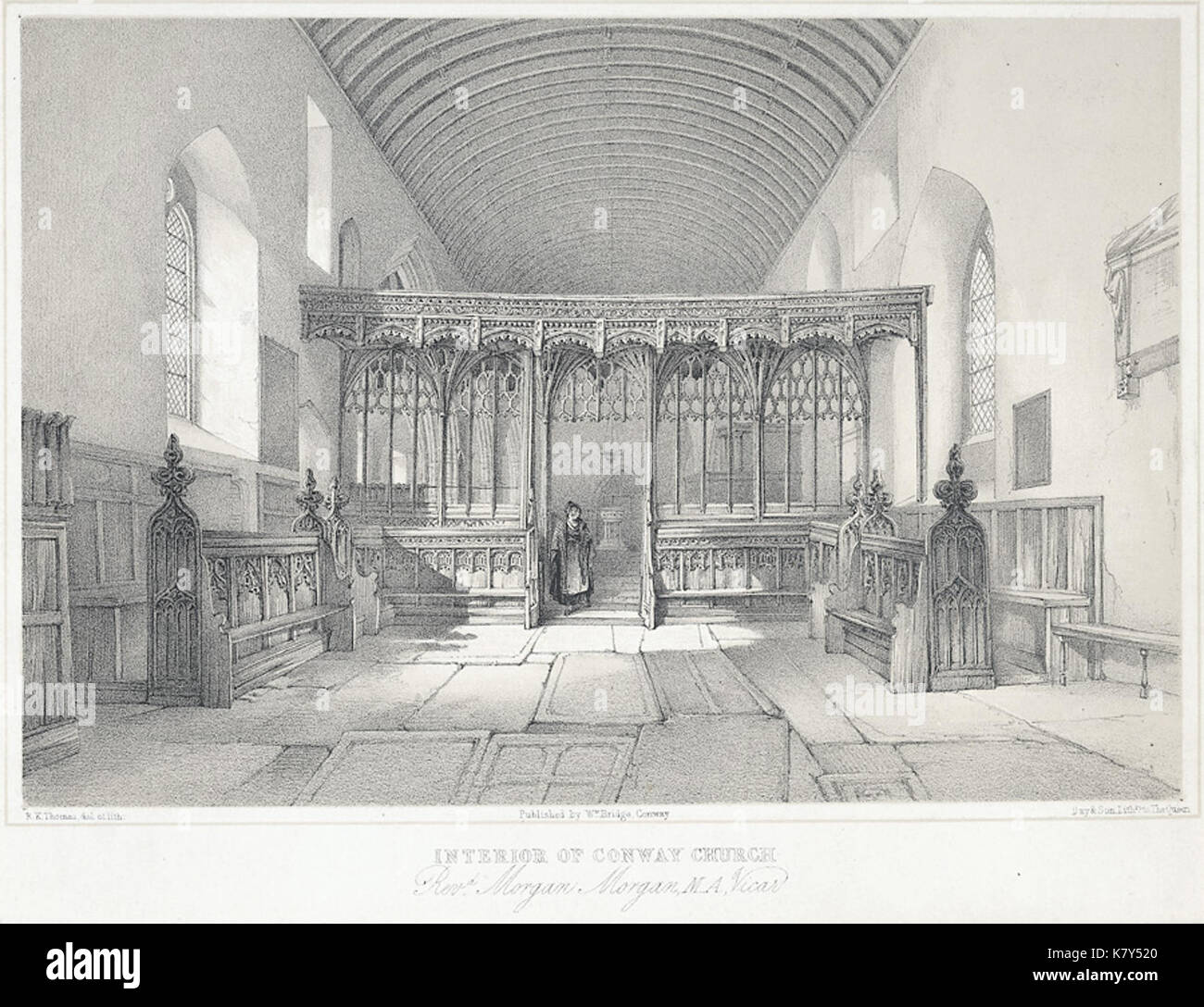Interior Of Conway Church Revd. Morgan Morgan, M.A., Vicar Stock Photo ...