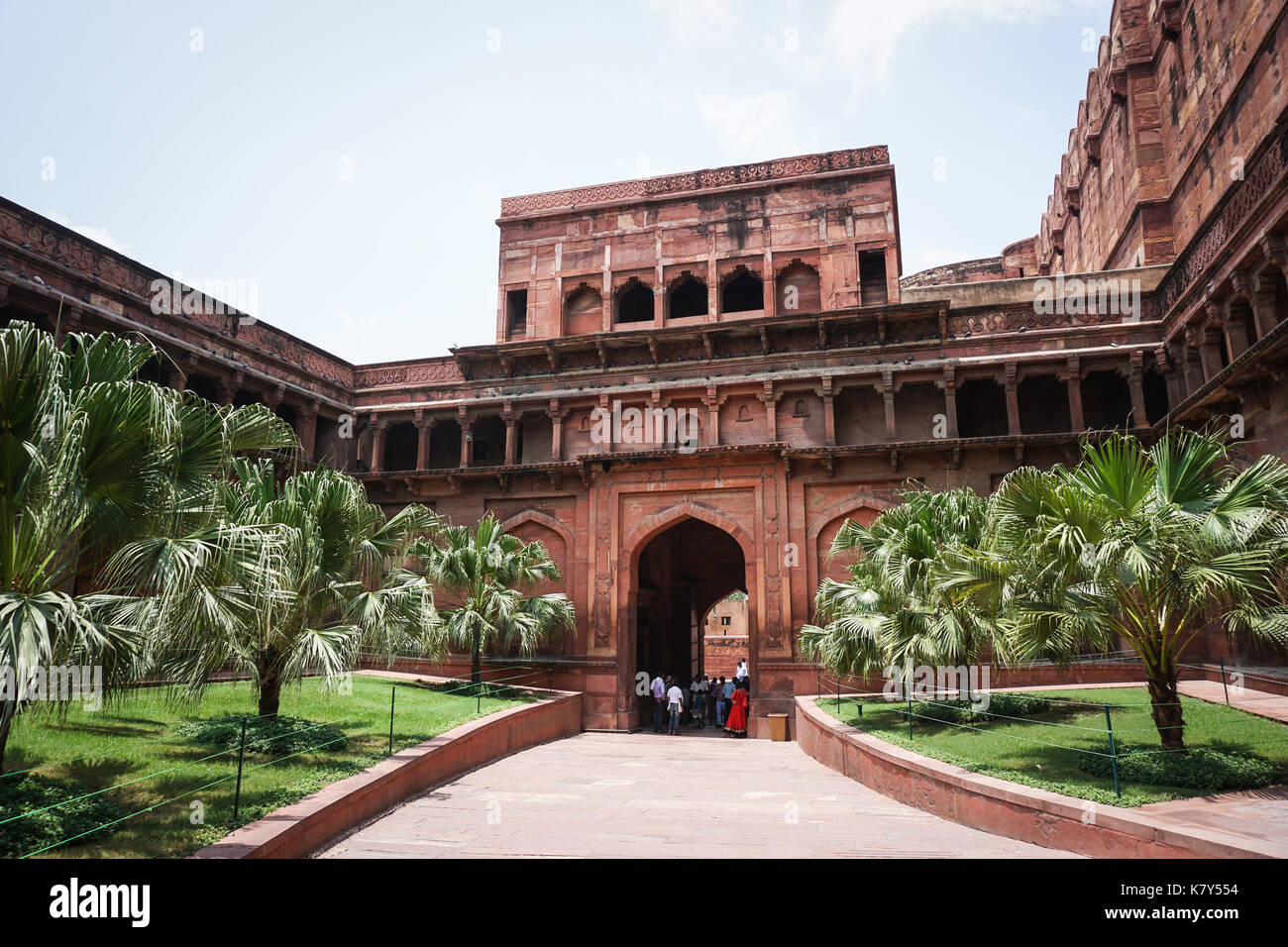 A gate of Ancient Fort in Agra, India. The fort was built by the ...