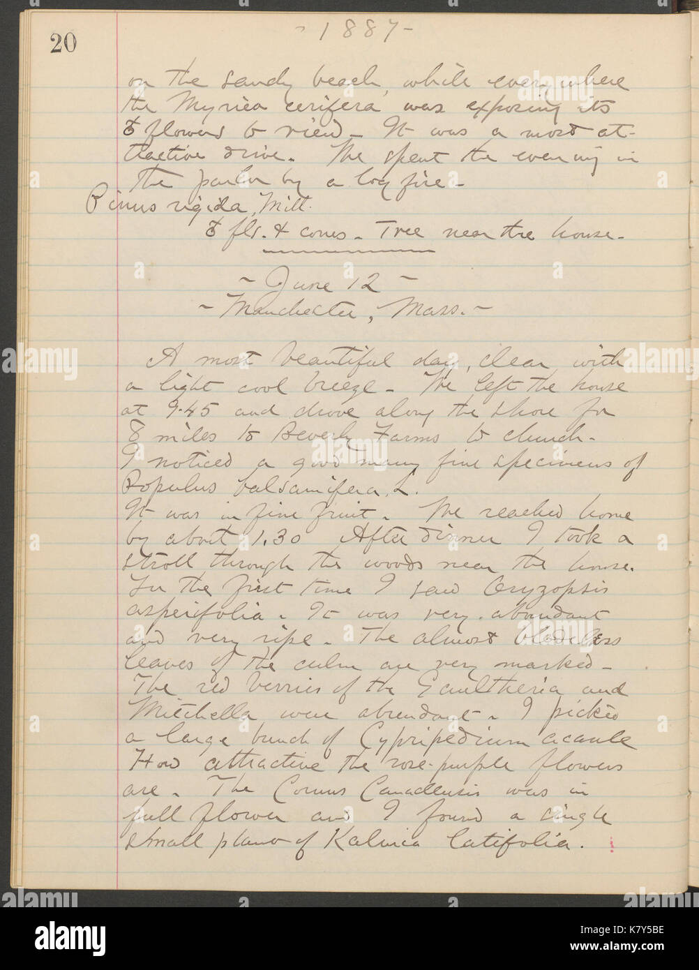 Journal, 1887 1890 (inclusive) (Page 20) BHL40346712 Stock Photo - Alamy