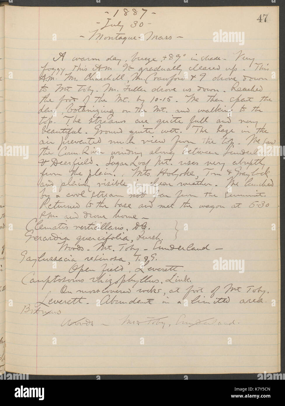 Journal, 1887 1890 (inclusive) (Page 47) BHL40346739 Stock Photo - Alamy