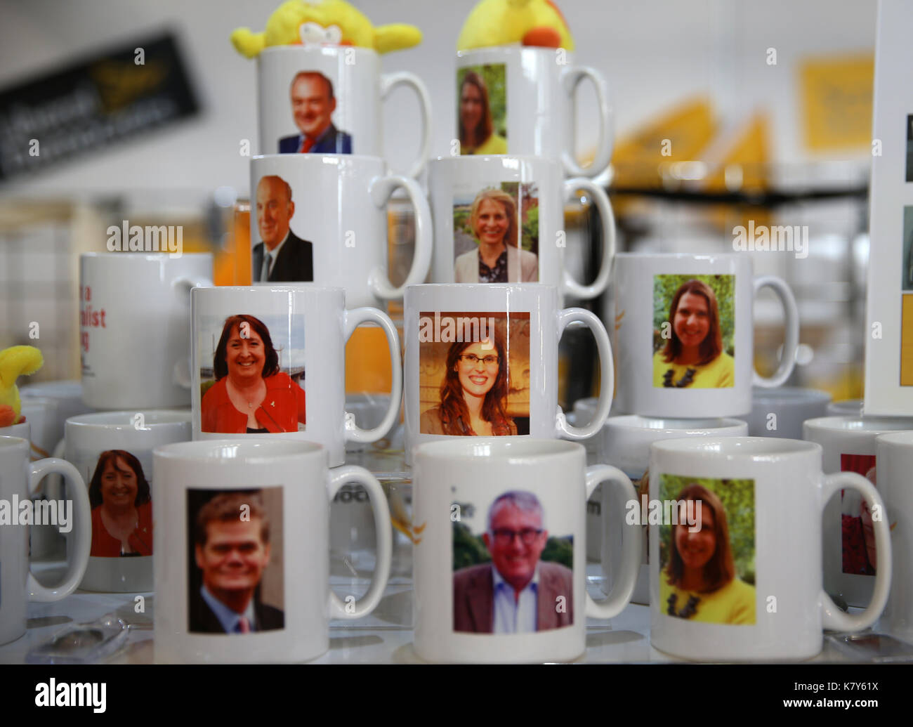 Mugs featuring photos of Liberal Democrat MPs on sale during the second ...
