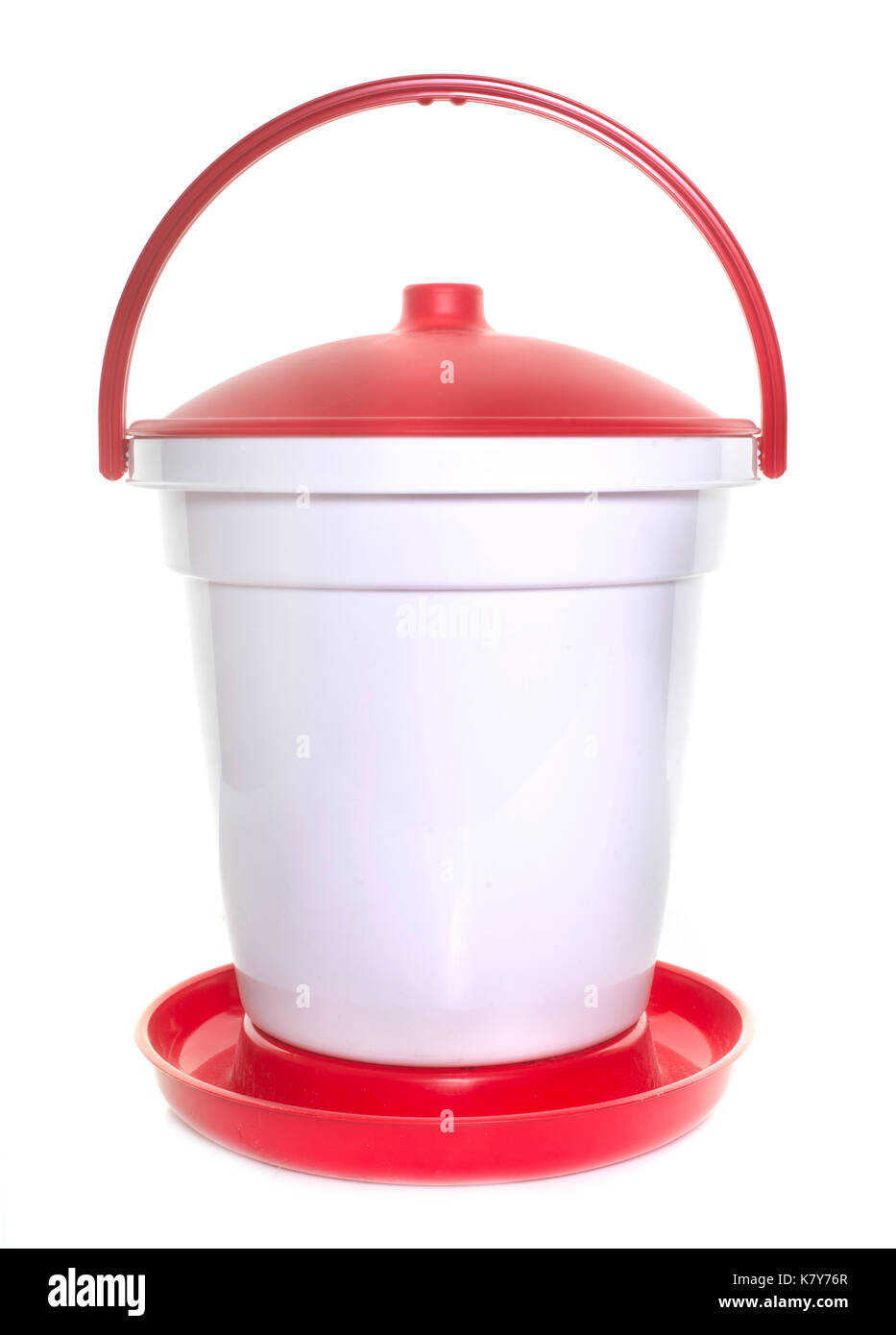 plastic drinking trough in front of white background Stock Photo - Alamy