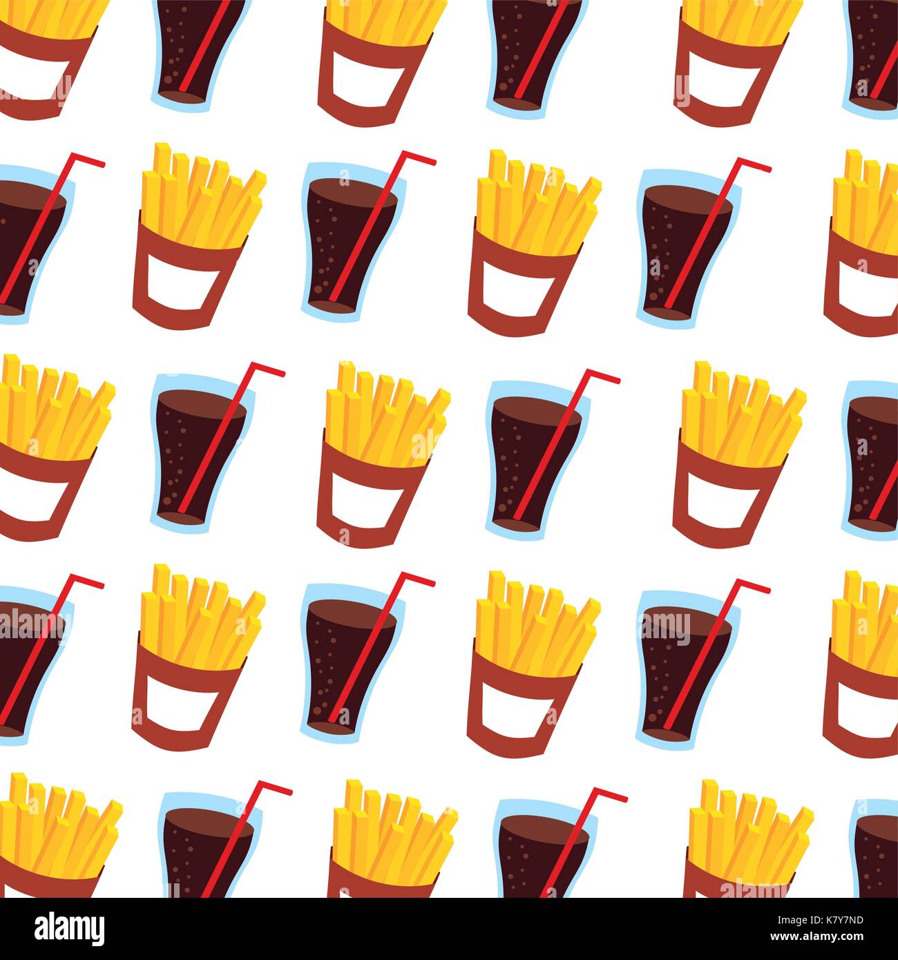 fast food french fries and soda seamless pattern design Stock Vector ...