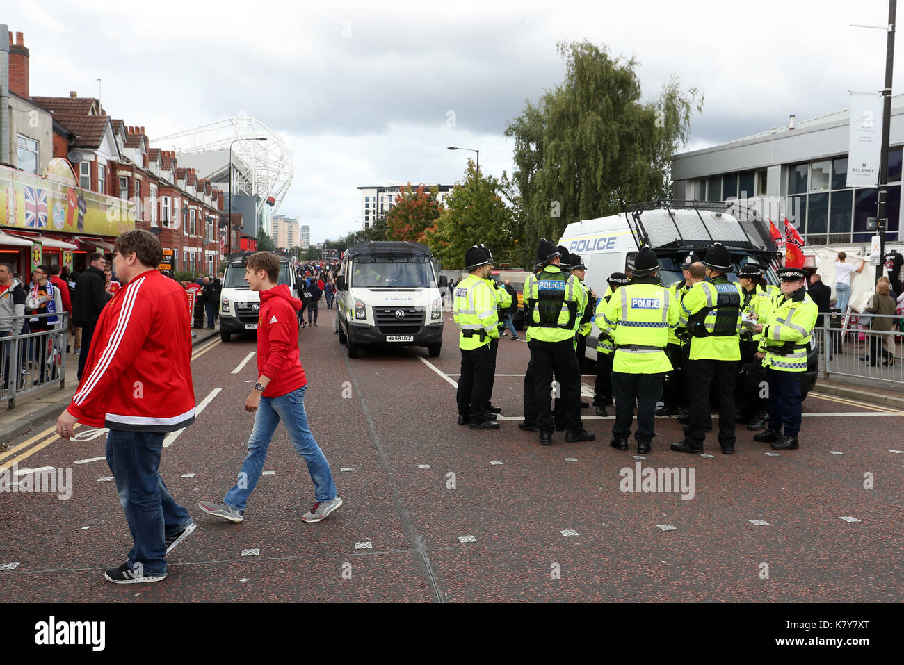 Police are briefed outside the ground before the Premier League match ...