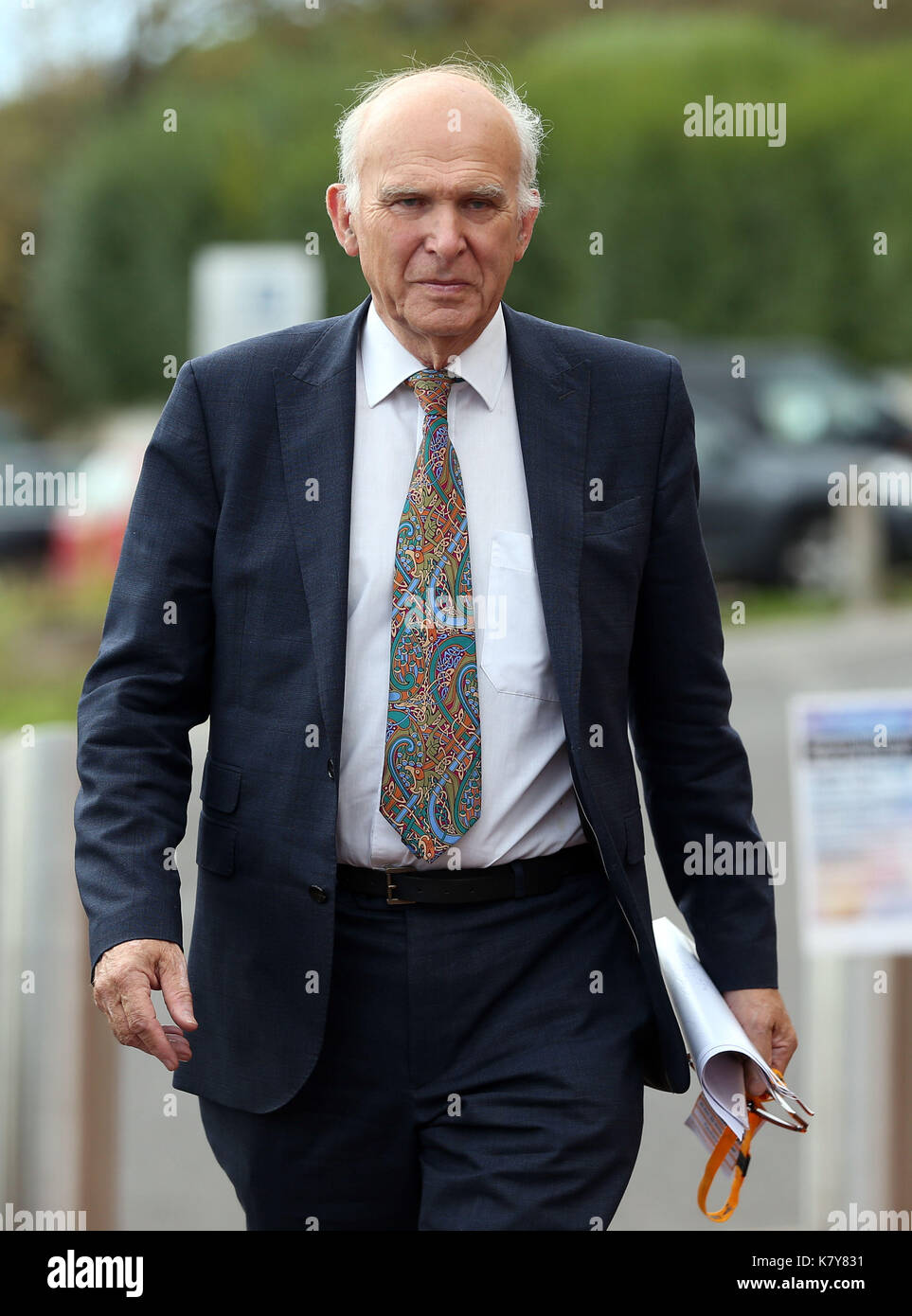Vince cable leader of the liberal democrats arrives at the hi-res stock ...