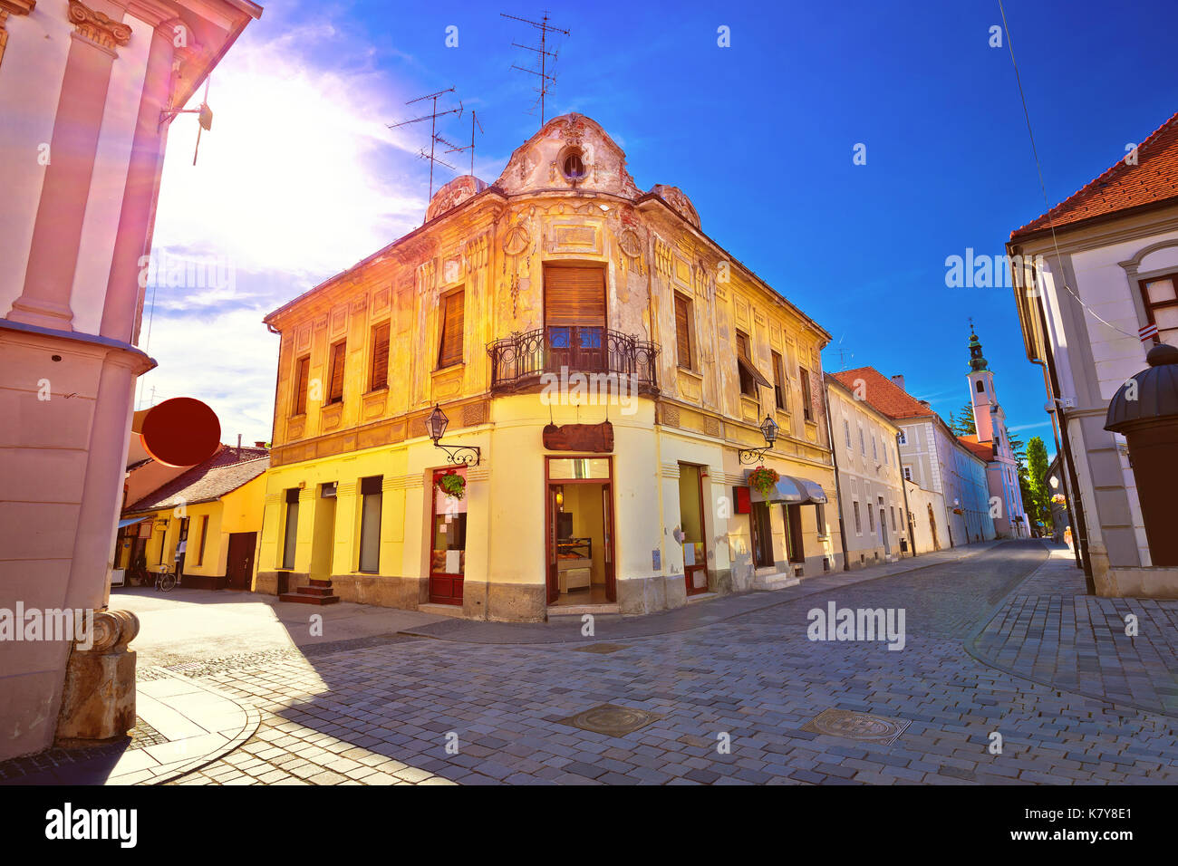 Colorful street of baroque town Varazdin view, northern Croatia Stock ...