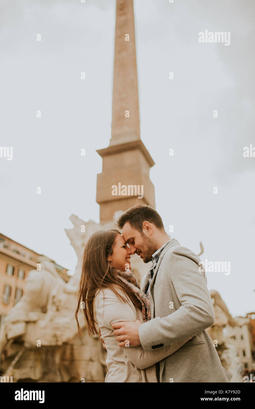 View at loving couple in Rome , Italy Stock Photo - Alamy