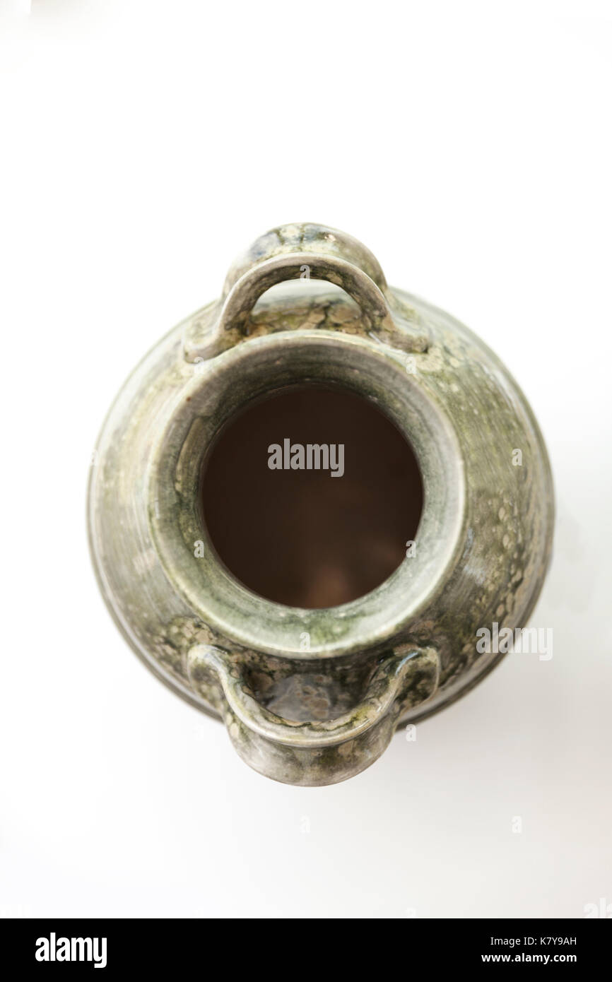 old ceramic pot, top view, isolated on white Stock Photo - Alamy