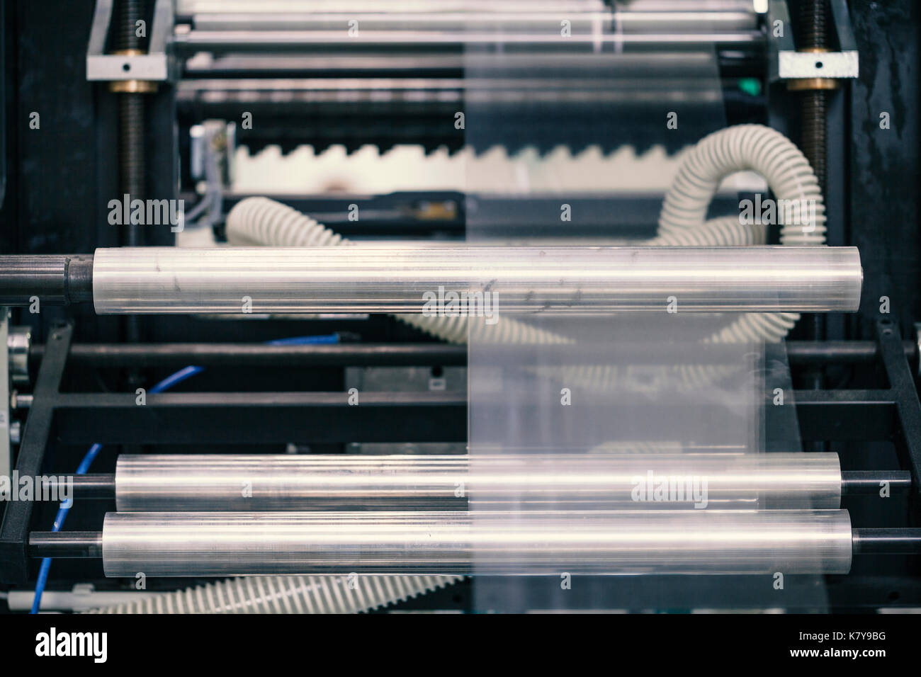 machine for packaging with cellophane Stock Photo - Alamy