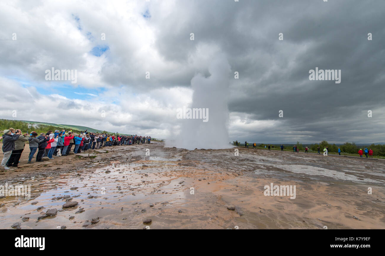 Iceland - Strokkur geyser in the Geysir hot spring area Stock Photo - Alamy