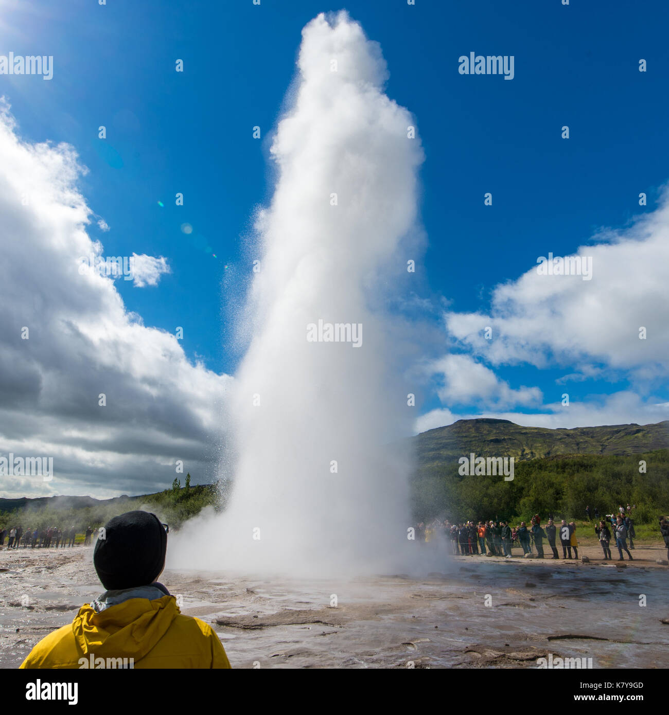 Iceland - Strokkur geyser in the Geysir hot spring area Stock Photo - Alamy