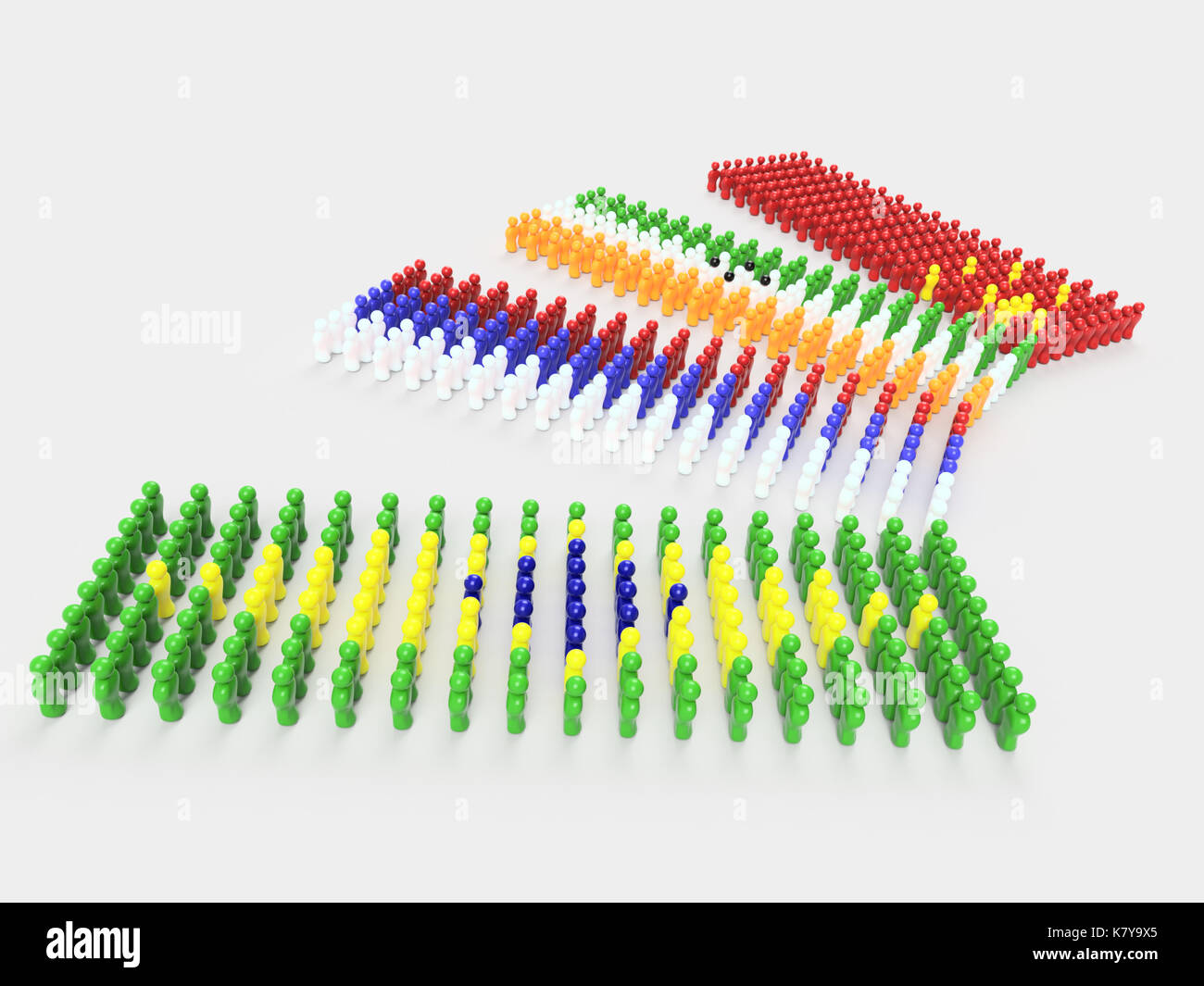 3D Illustration Flag of BRIC countries made of little men against a ...