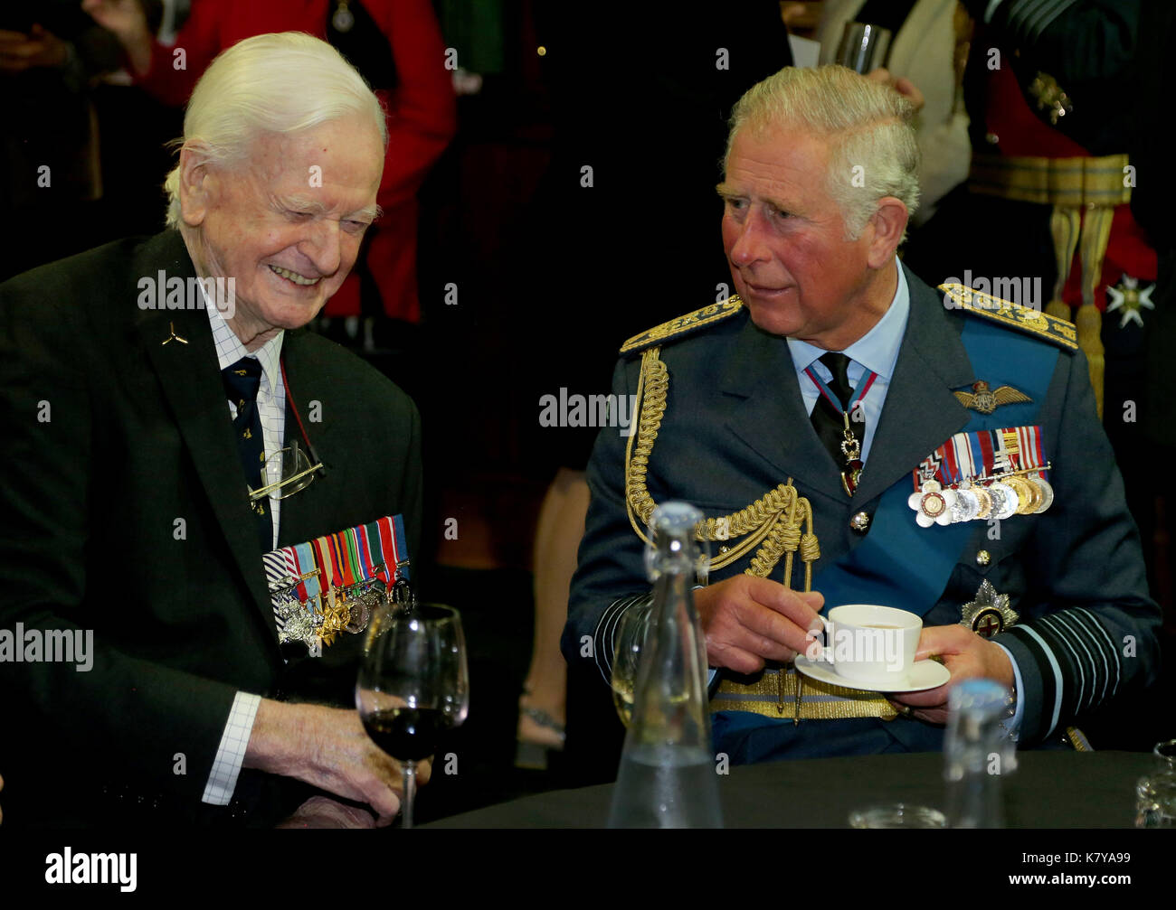 The Prince of Wales talks to Battle of Britain veteran Wing Commander ...