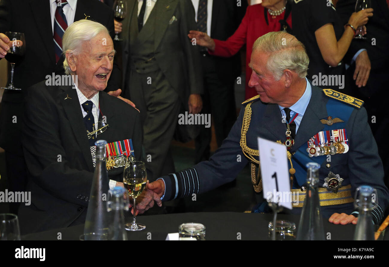 The Prince of Wales talks to Battle of Britain veteran Wing Commander ...