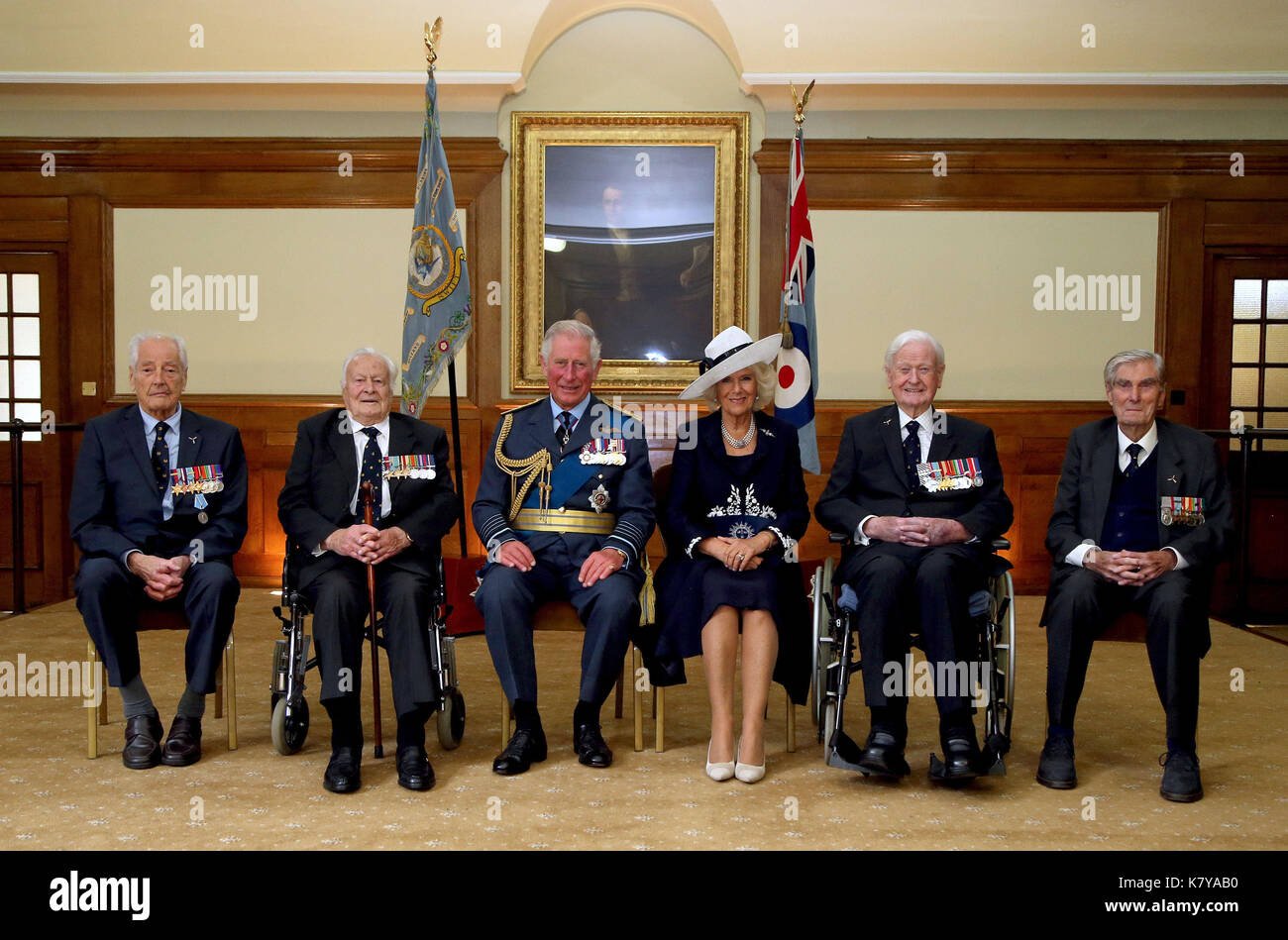 The Prince of Wales and the Duchess of Cornwall (centre) with Battle of ...