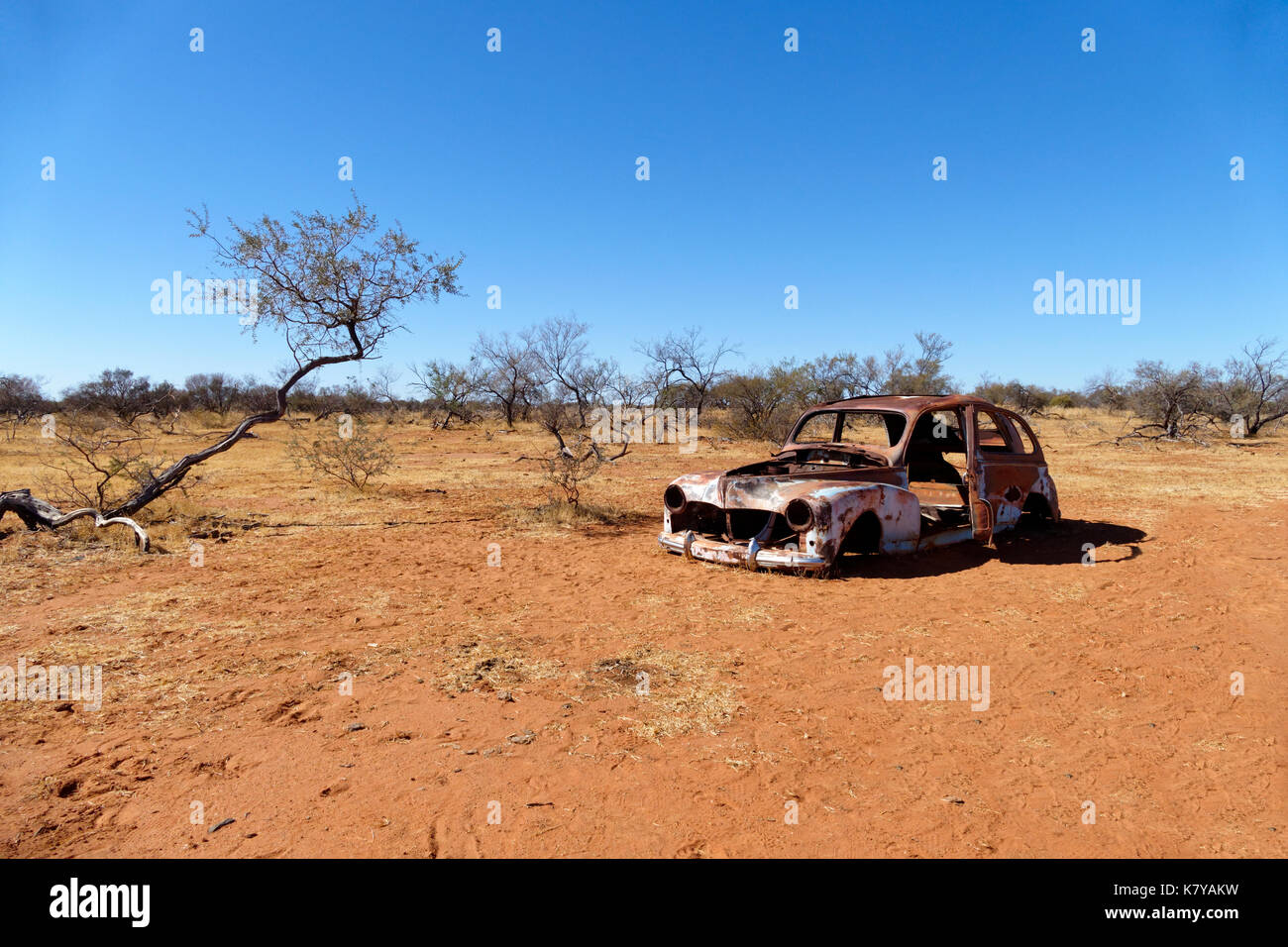 Abandoned old vintage car in outback Australia, Gascoyne, Western ...