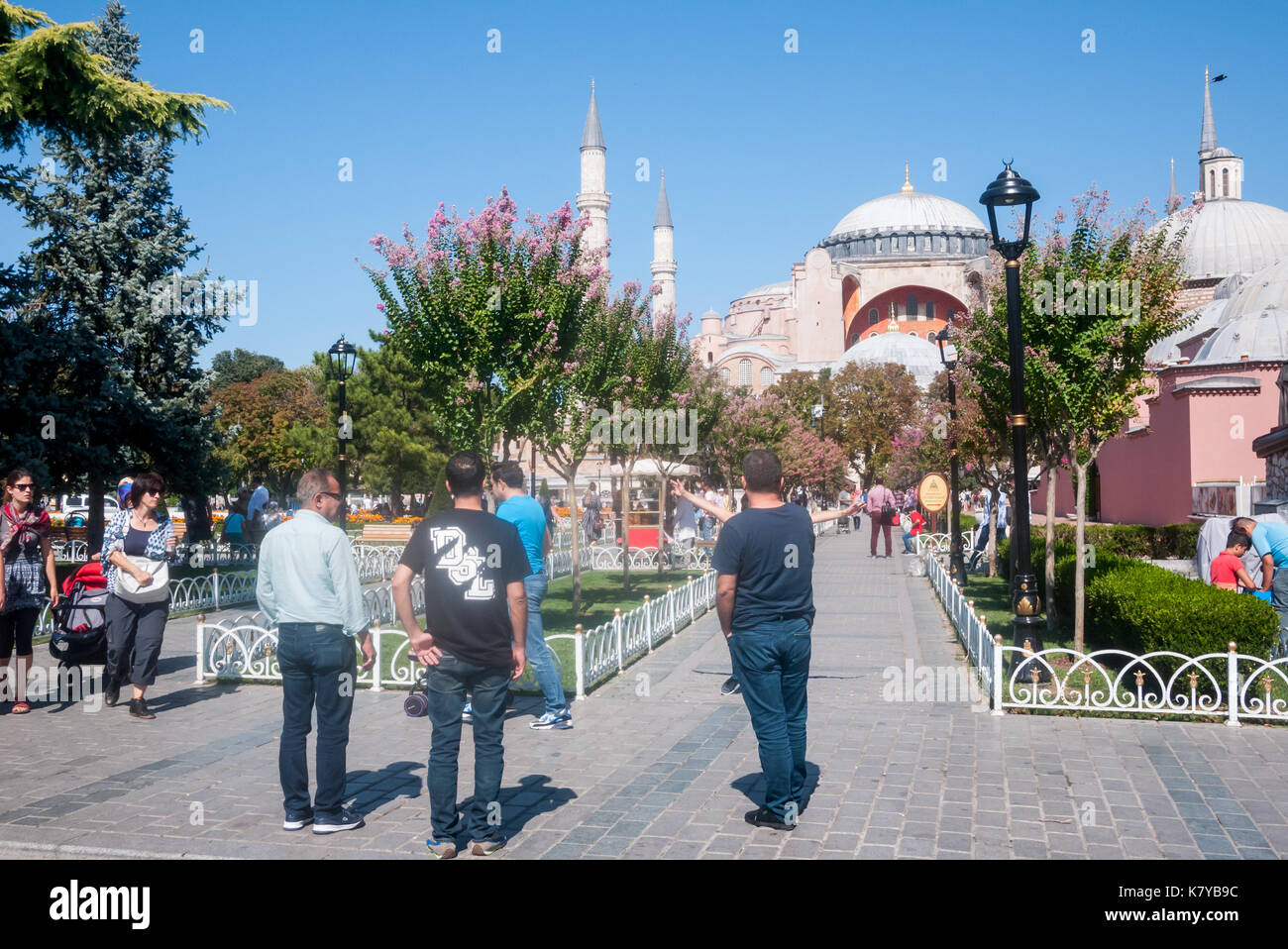 Istanbul Turkey street scene next to Aghia Sophia in Sultanahmet ...
