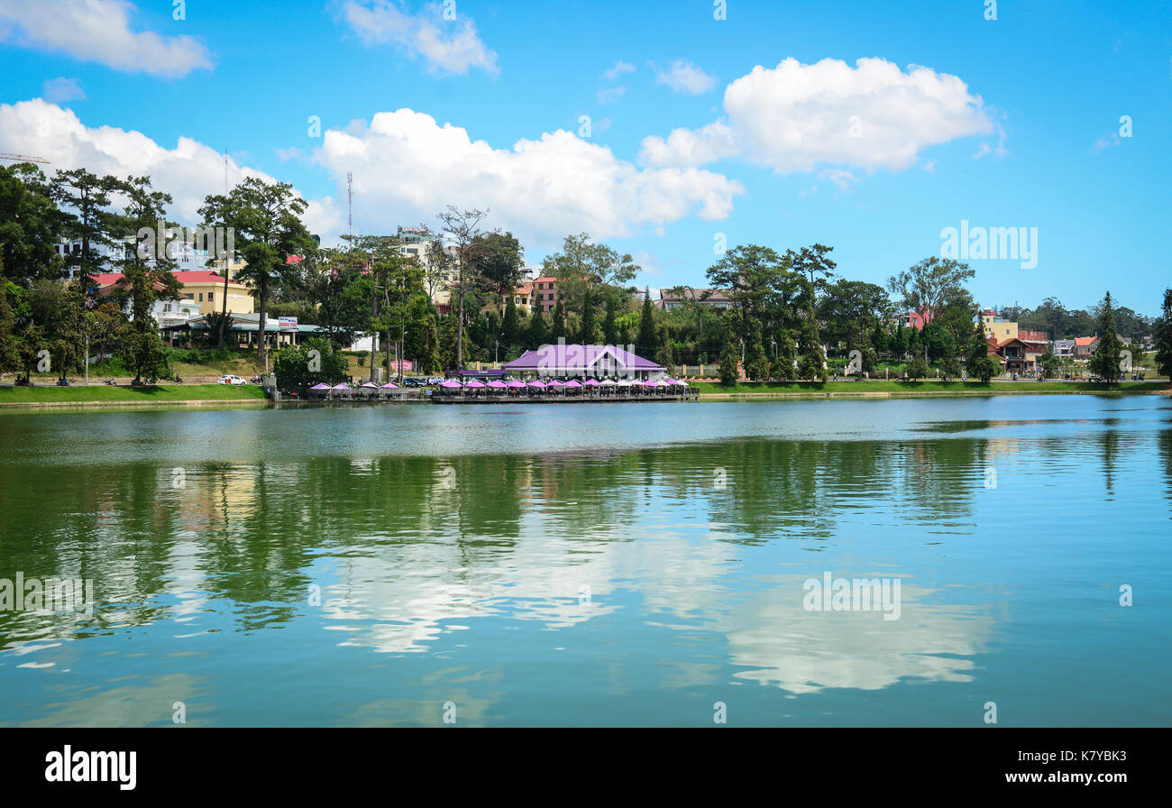 Landscape of Xuan Huong Lake in Dalat, Vietnam. Da Lat is a popular tourist destination in ...
