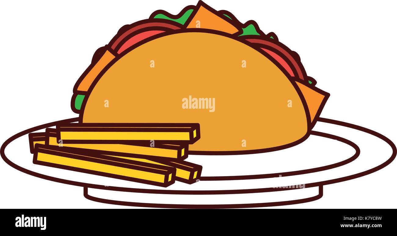 fast food taco french fries mexican menu restaurant Stock Vector Image ...