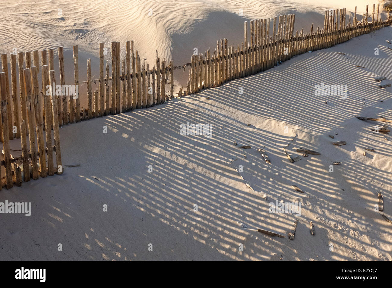Wooden fences protecting huge dunes of Punta Paloma, Valdevaqueros ...